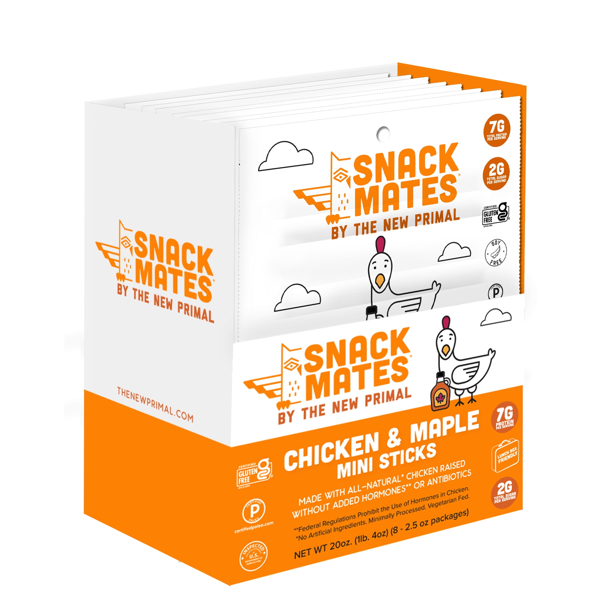 Snack Mates Chicken Maple Mini Meat Sticks, All-Natural Chicken (8 ...