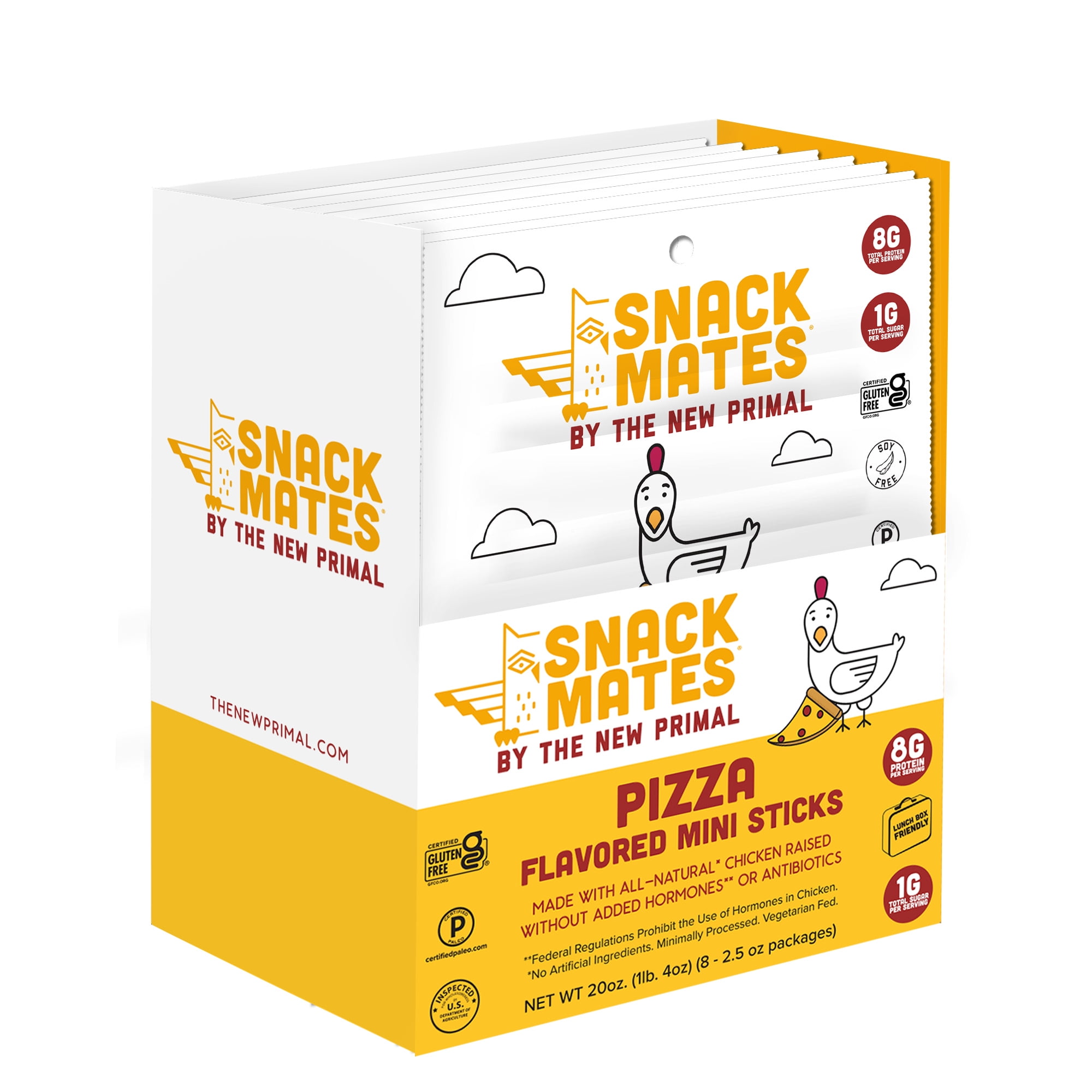 Snack Mates Chicken Pizza Mini Meat Sticks, All-Natural Chicken (8 ...
