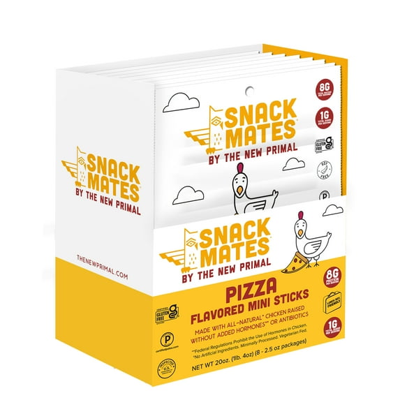 The New Primal, Snack Mates Chicken Pizza Mini Meat Sticks, 8 Packs ...