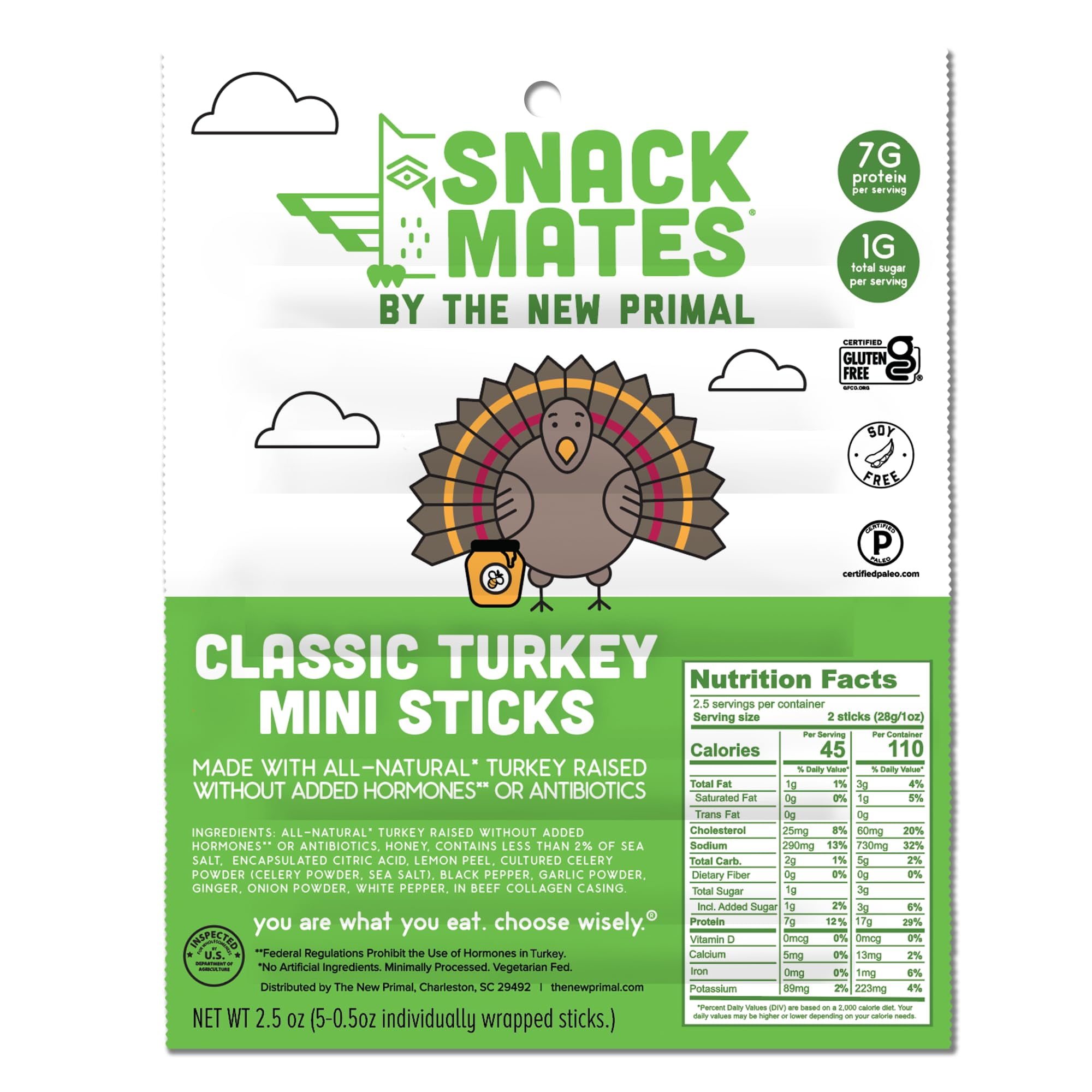 Snack Mates by SCH4 The New Primal, Turkey Stick, All-Natural Turkey ...
