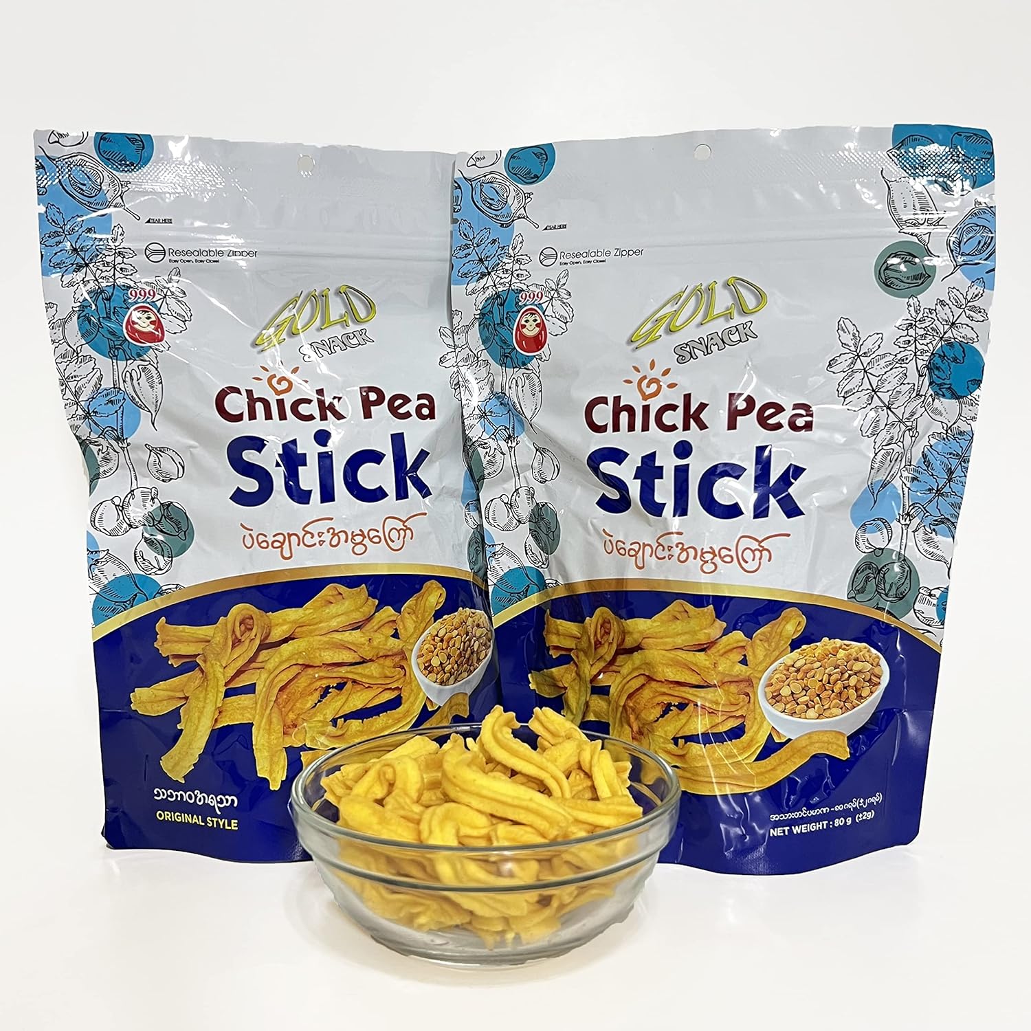 Snack - Myanmar Chickpea Stick 2.82oz (80g) x 2 Packs (ပဲချောင်းအမွကြော ...