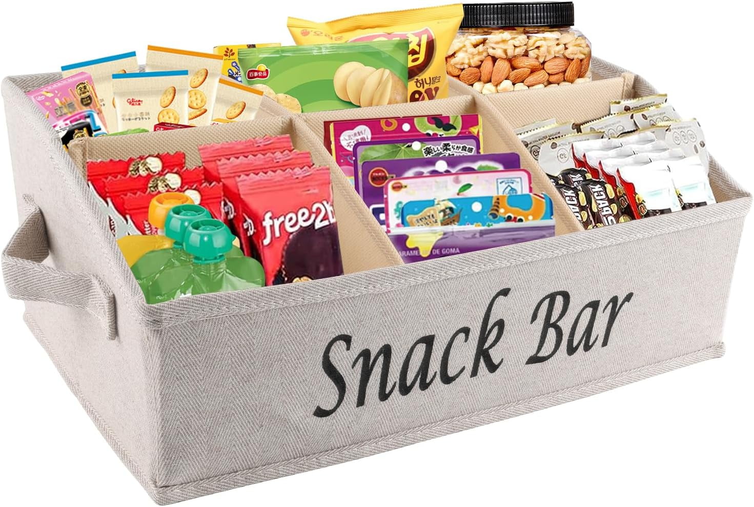 Snack Organizer for Countertop, Fabric Snack Organizer with Handles, 6 ...