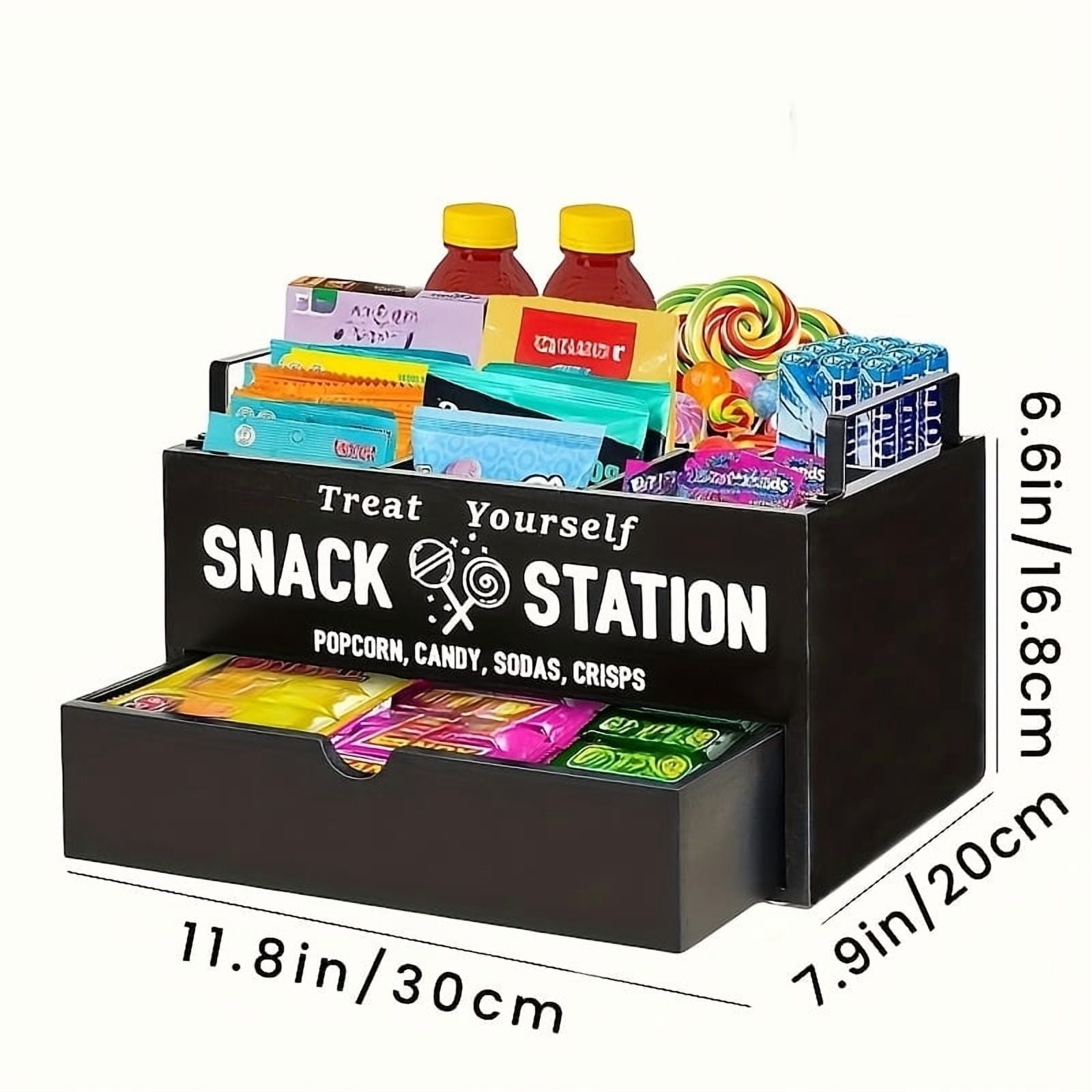 Snack Organizer for Countertop & Pantry - 4 Compartment Food Container ...