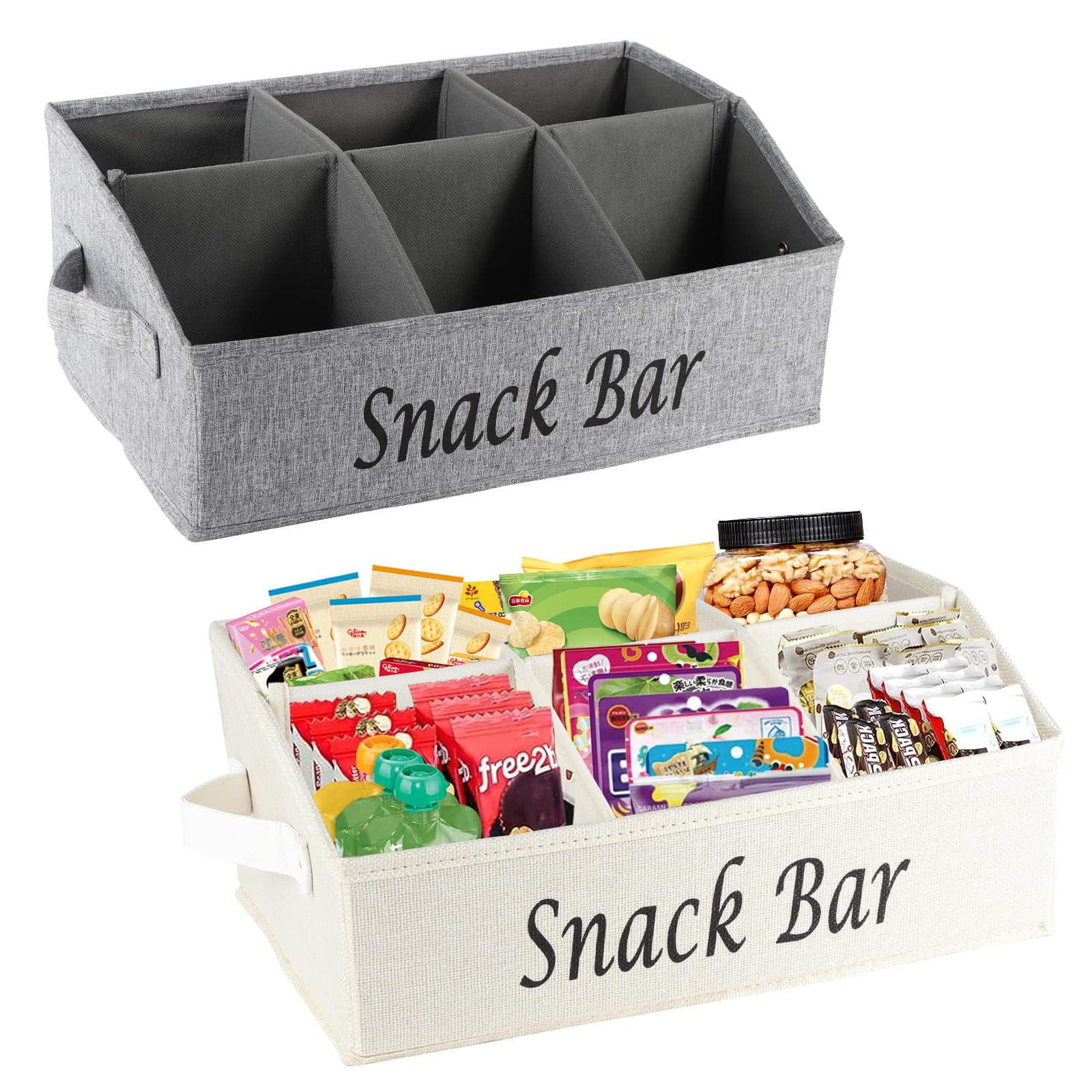 Snack Organizer For Countertop, 2 Pack Fabric Snack Organizer With ...