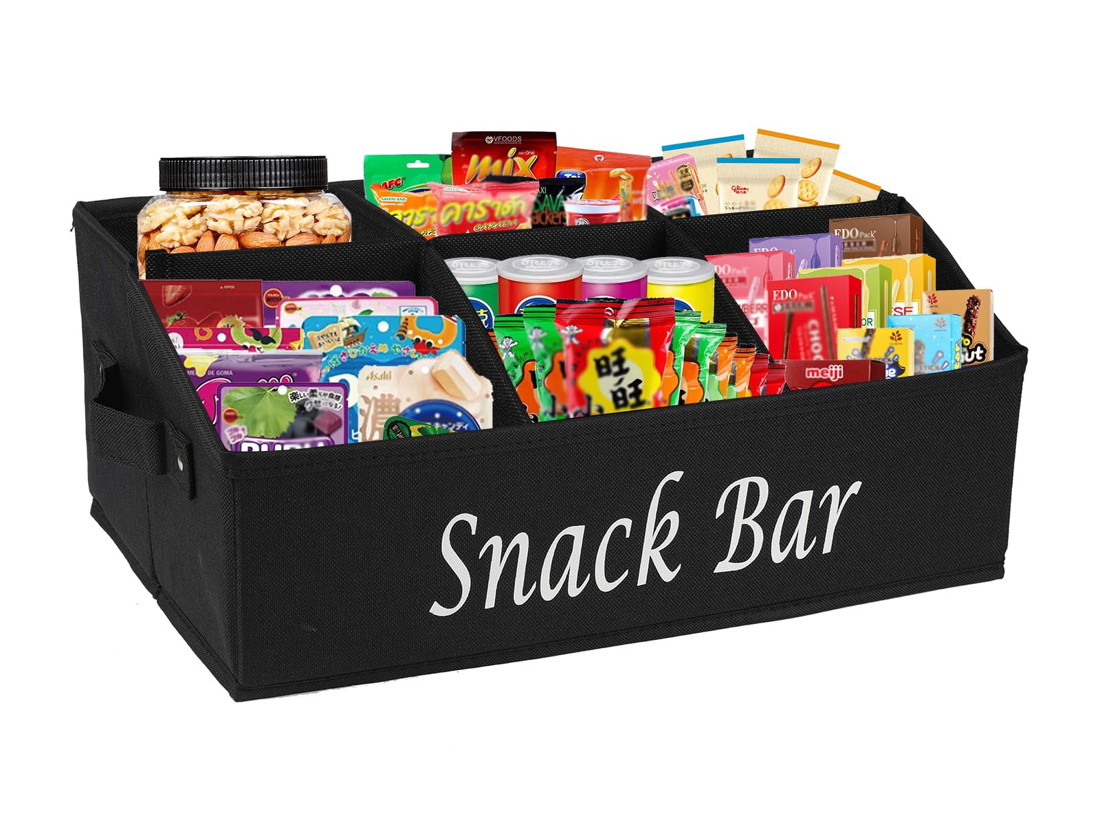 Snack Organizer For Countertop, Fabric Snack Organizer With Handles, 6 ...