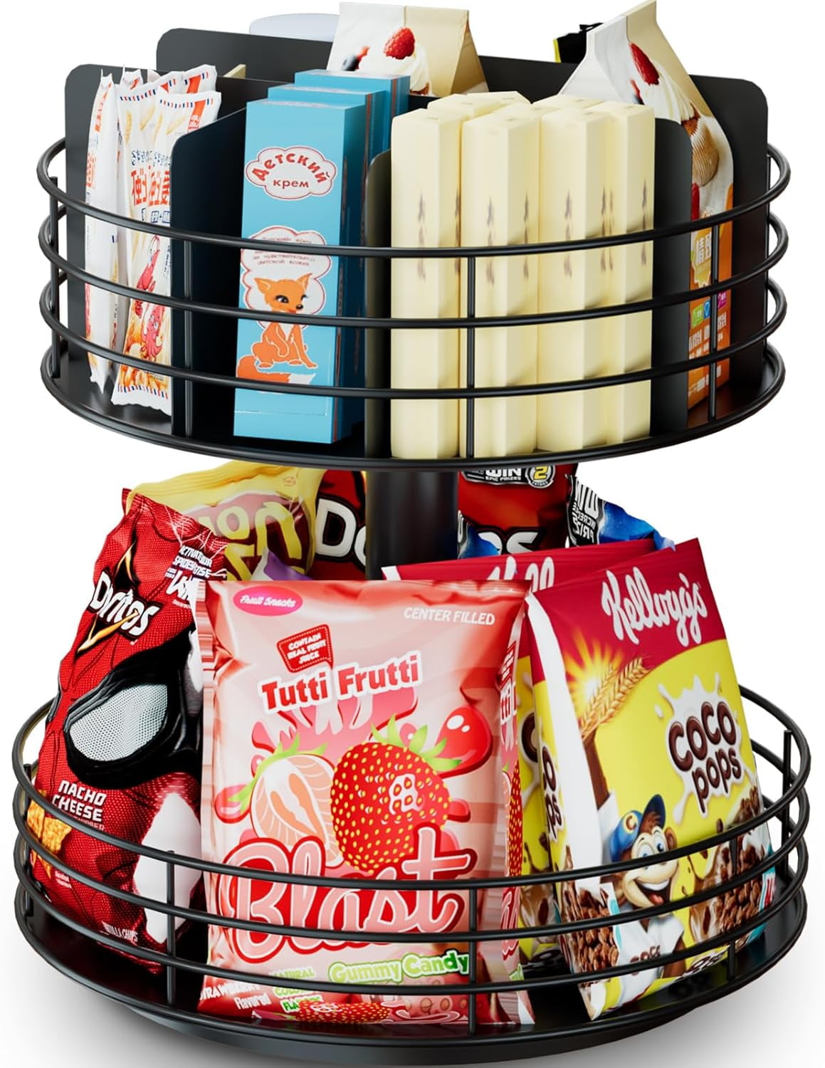 Snack Organizer - Versatile Snack Storage 2 Tier Lazy Susan with ...