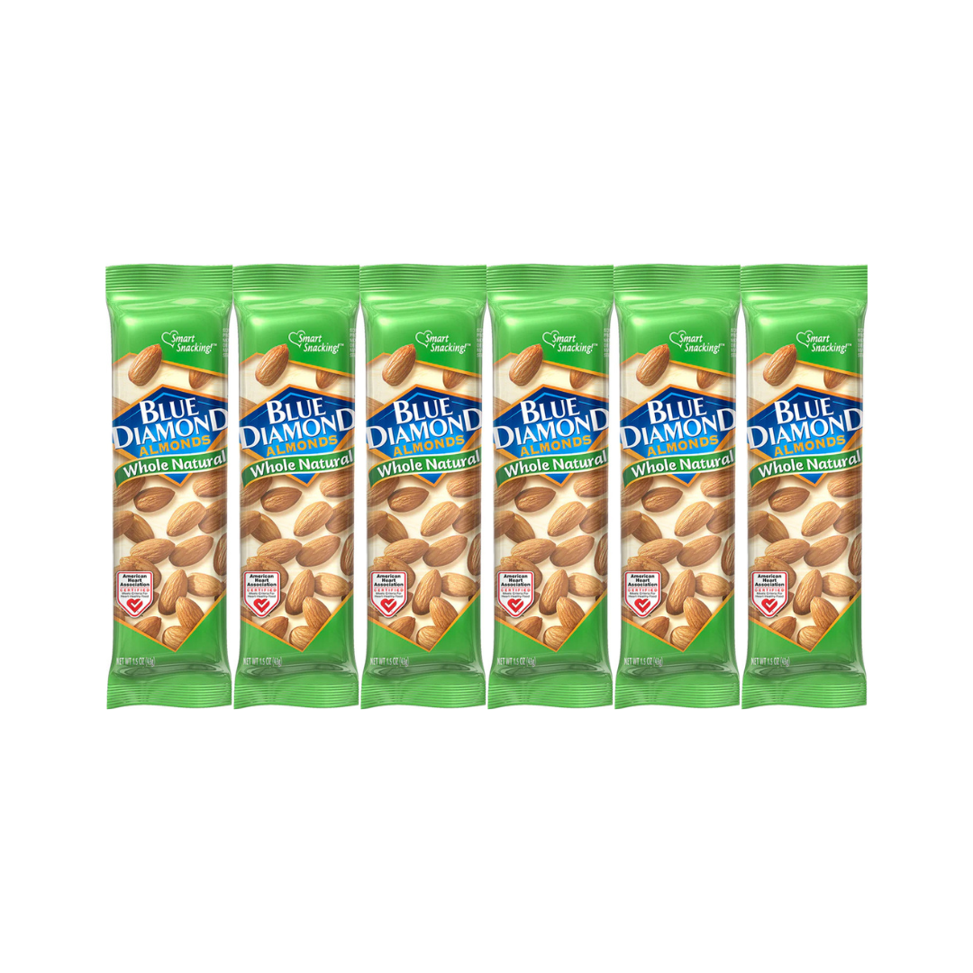 Snack Pack Blue Diamond Almonds - Whole Natural Almonds 1.5 oz, 6 Pack | Healthy Protein Snack ...
