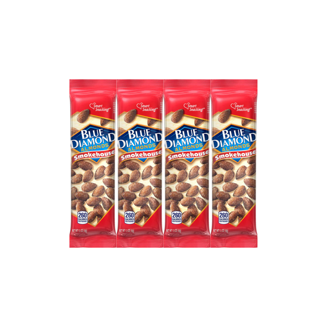 Snack Pack Blue Diamond Smokehouse Almonds, 1.5 Oz, Convenient 4-Pack ...
