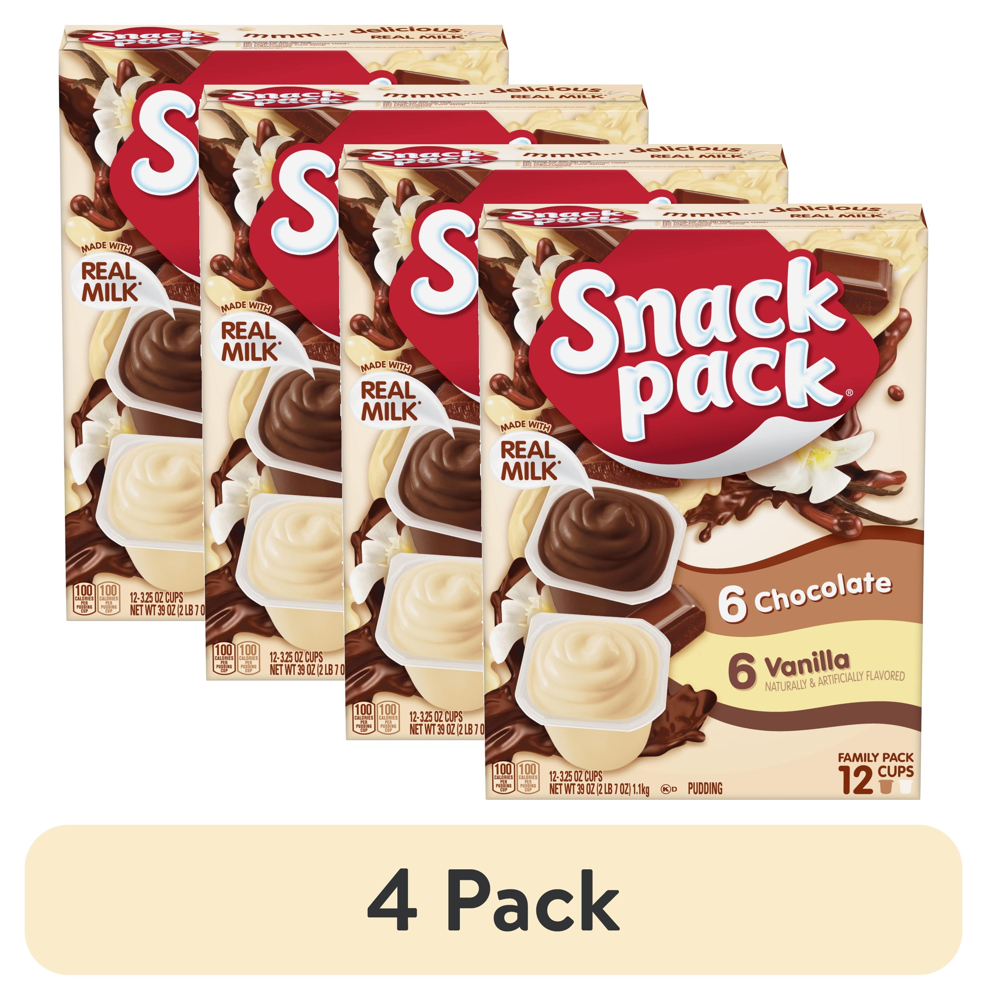 (4 pack) Snack Pack Chocolate and Vanilla Flavored Pudding Cups Family ...