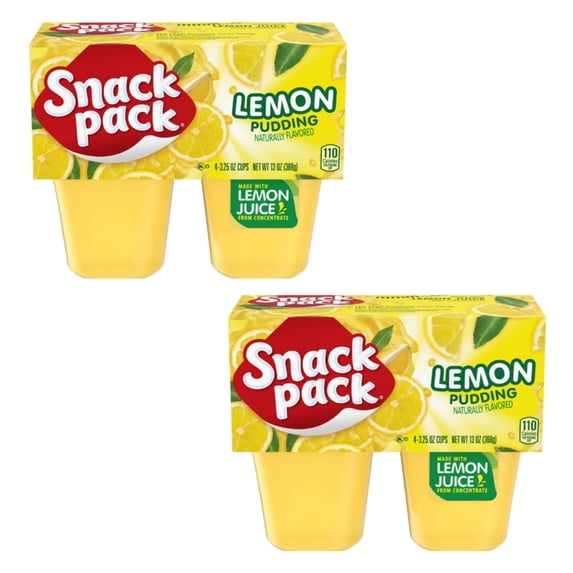 Snack Pack Lemon Flavored Pudding Cups, 4 Count, Pack of 2, Made with ...