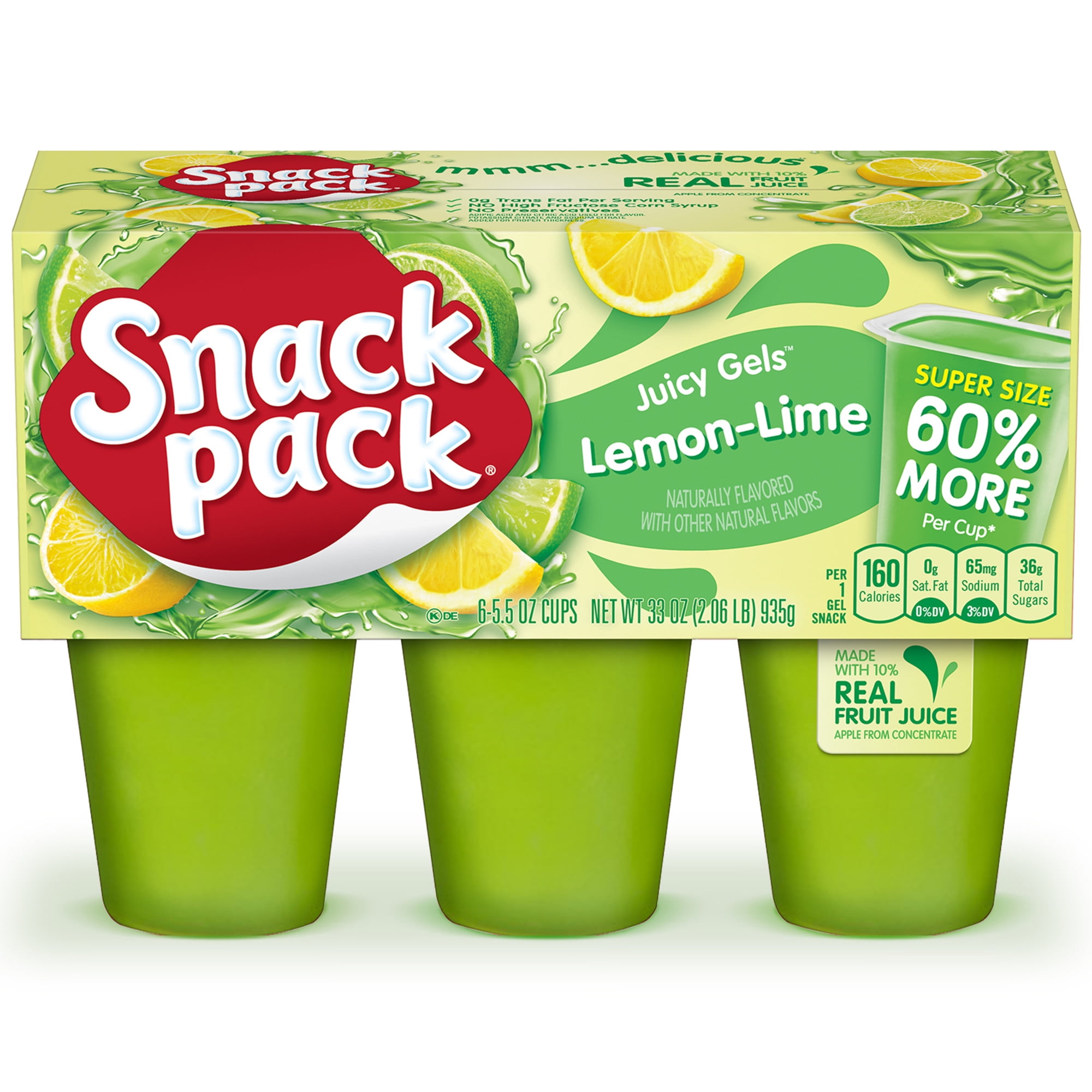Snack Pack Lemon Lime Flavored Juicy Gels Cups, 3.25 oz., 6-Count ...