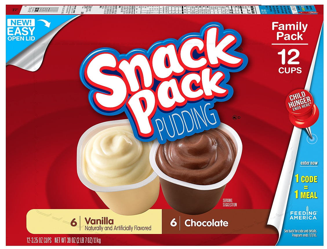 Snack Pack Pudding Chocolate Vanilla Family Pack, 3.25 oz - Case of 72 ...
