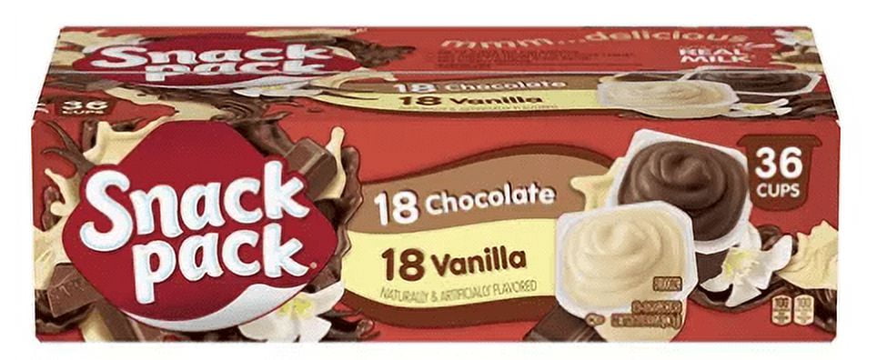 Snack Pack Pudding Variety Pack, 3.25 oz Cups, 36 Count, Single-Serve ...