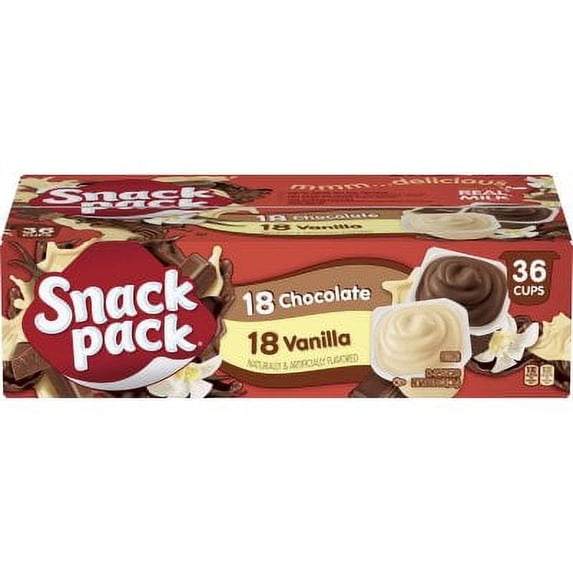 Snack Pack Pudding Variety Pack, Chocolate and Vanilla Cups, 3.25 oz ...