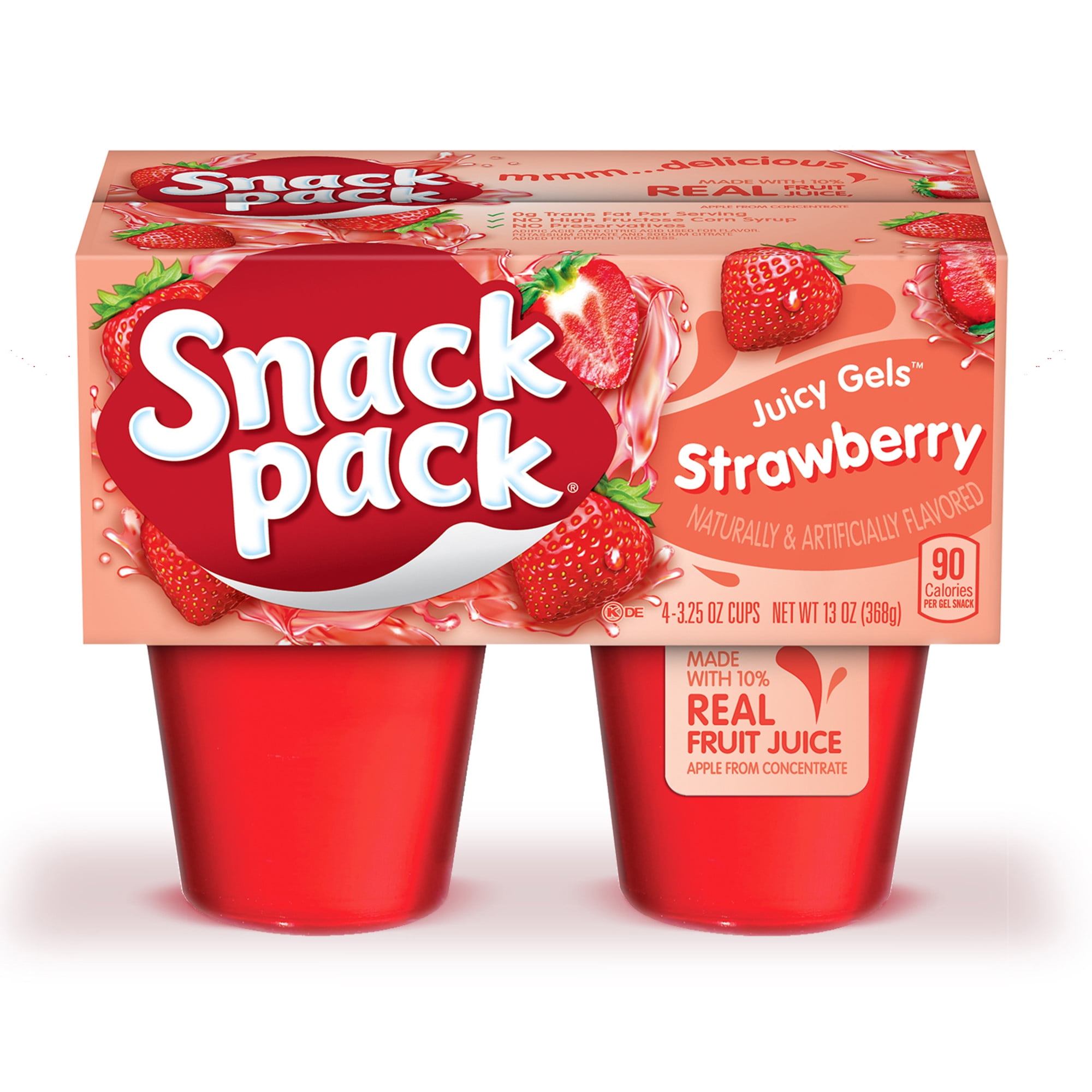 Snack Pack Strawberry Flavored Juicy Gels 4 Count Snack Cups (Pack of 2 ...