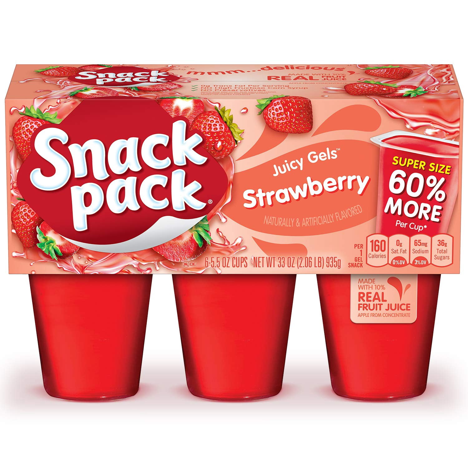 Snack Pack Strawberry Juicy IRF13 Gels, 6 Count, 8 Pack - Walmart.com