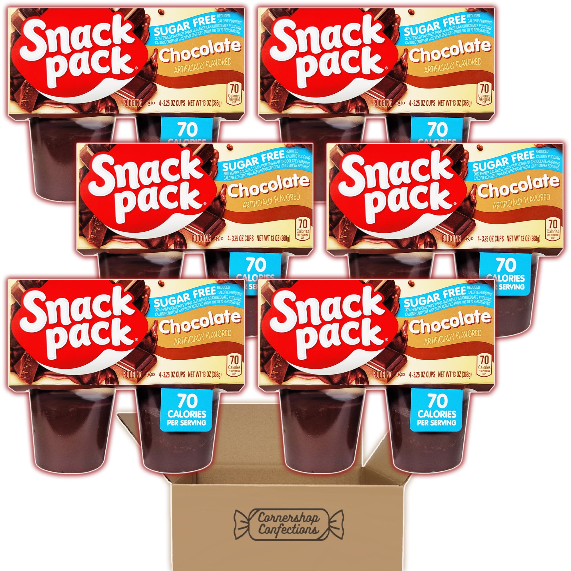 Snack Pack Sugar Free Chocolate Pudding 24 Cup Bundle - 6 Packs, Each ...