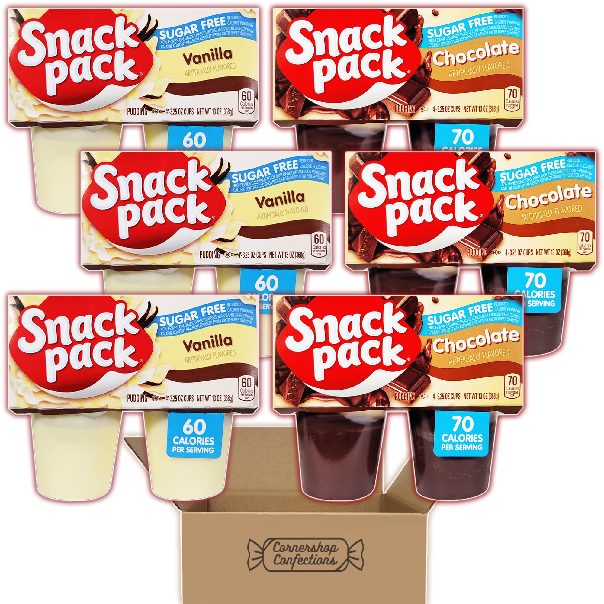 Snack Pack Sugar Free Pudding 24 Cup Variety - Chocolate and Vanilla ...