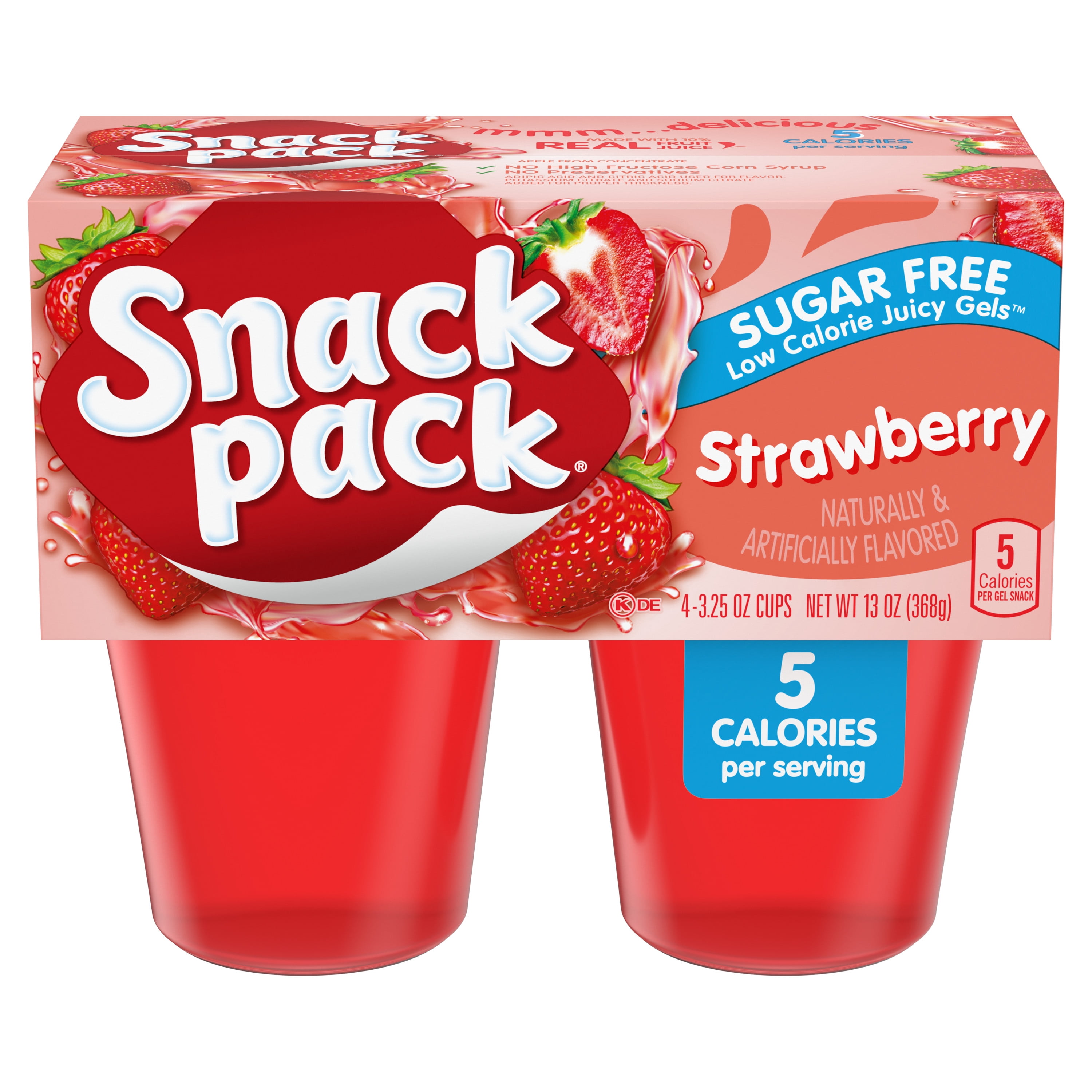 Snack Pack Sugar-Free Strawberry Flavored Low Calorie Juicy Gels, 3.25 ...