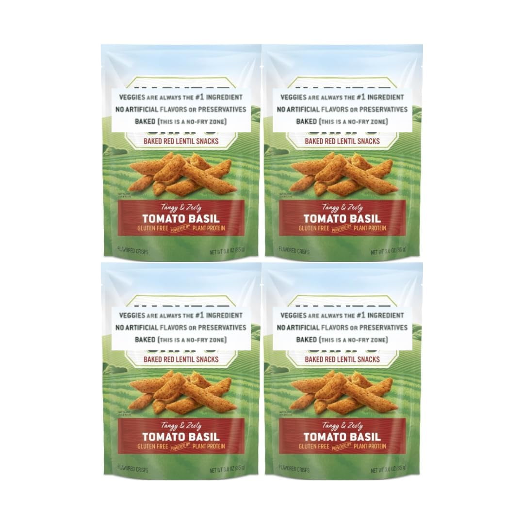 Snack Pack Veggie Chips Tomato Basil Flavor – 4 Pack – for Adults & Kids – Gluten-, Plant-Based ...