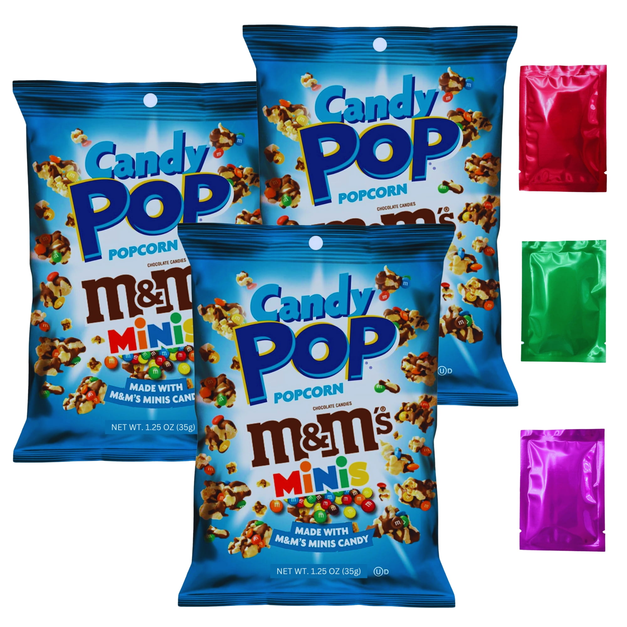 Snack Pop M&M's Candy Coated Popcorn, 1.25oz (Pack of 3) Real Candy ...