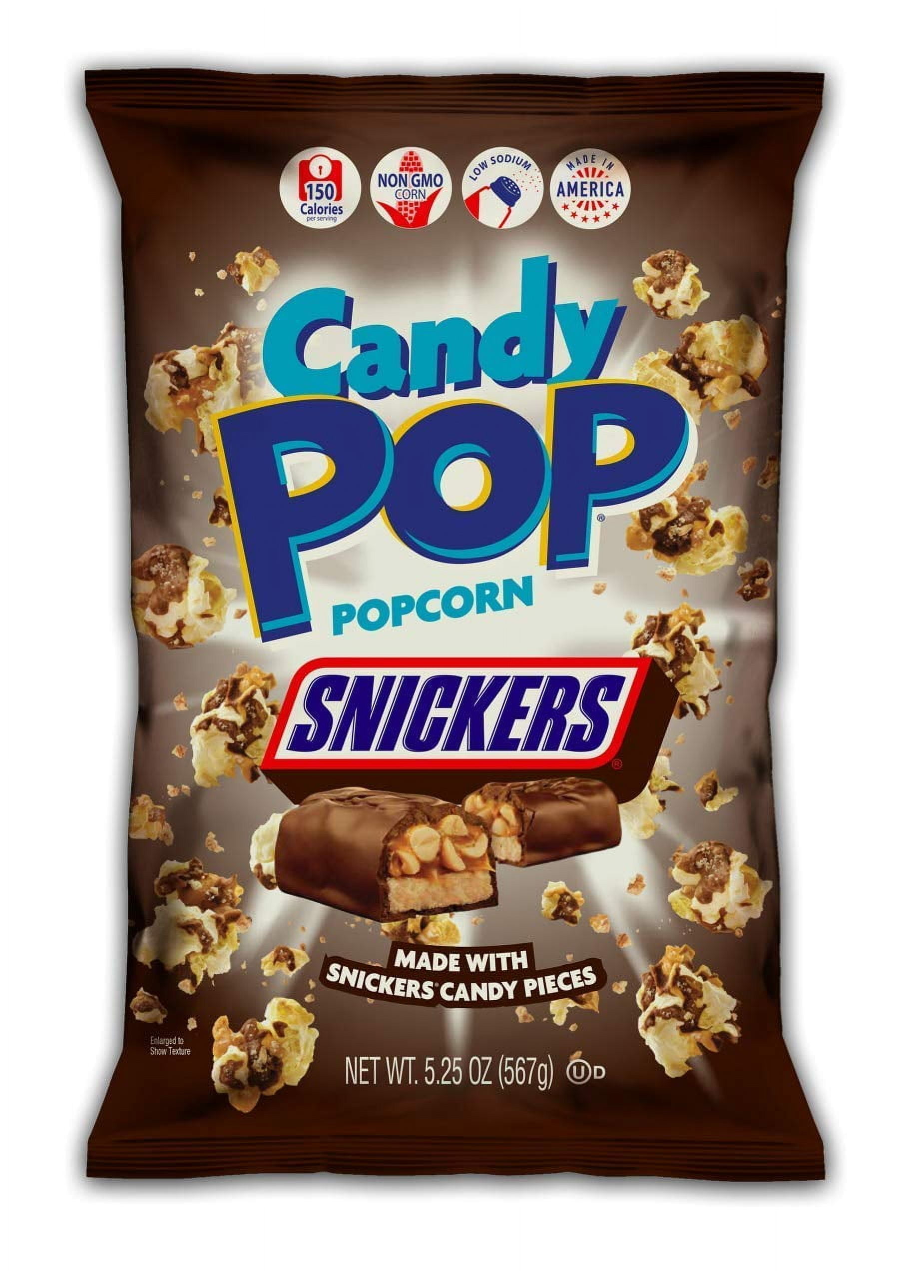 Snack Pop Snickers Candy DMF15 Coated Popcorn, Made with Real Candy ...