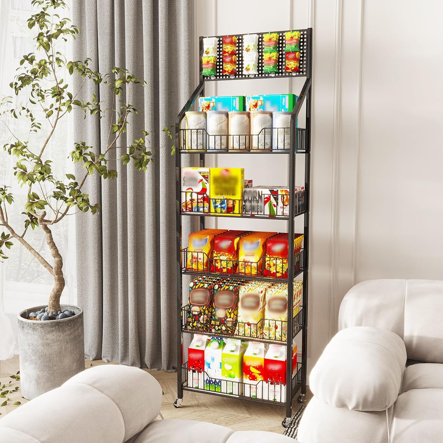 Snack Rack Display Stand, 5 Tier Metal Retail Candy Display Rack with ...