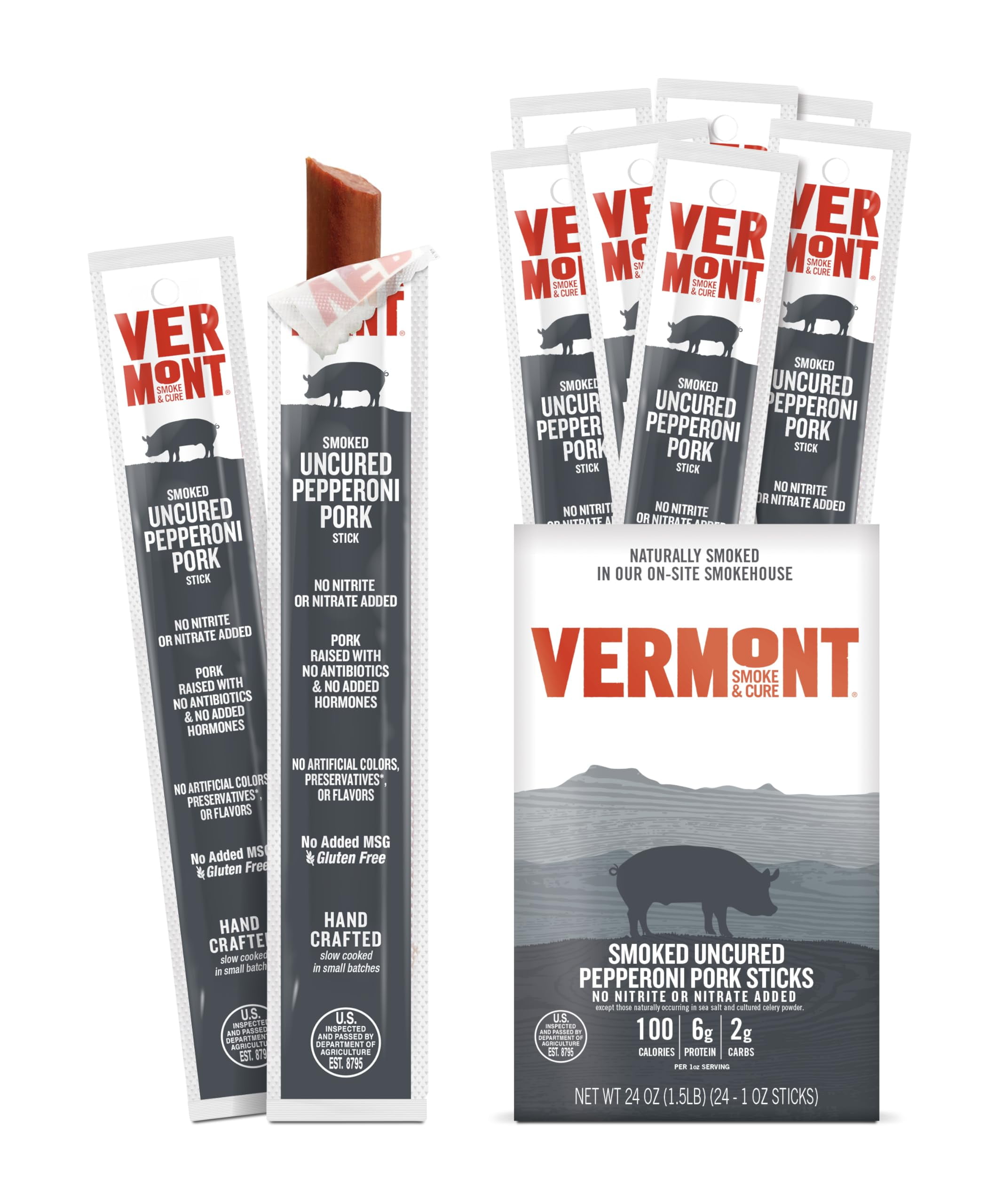 Snack Sticks by Vermont ZS23 Smoke & Cure - Pork Pepperoni - Maple ...