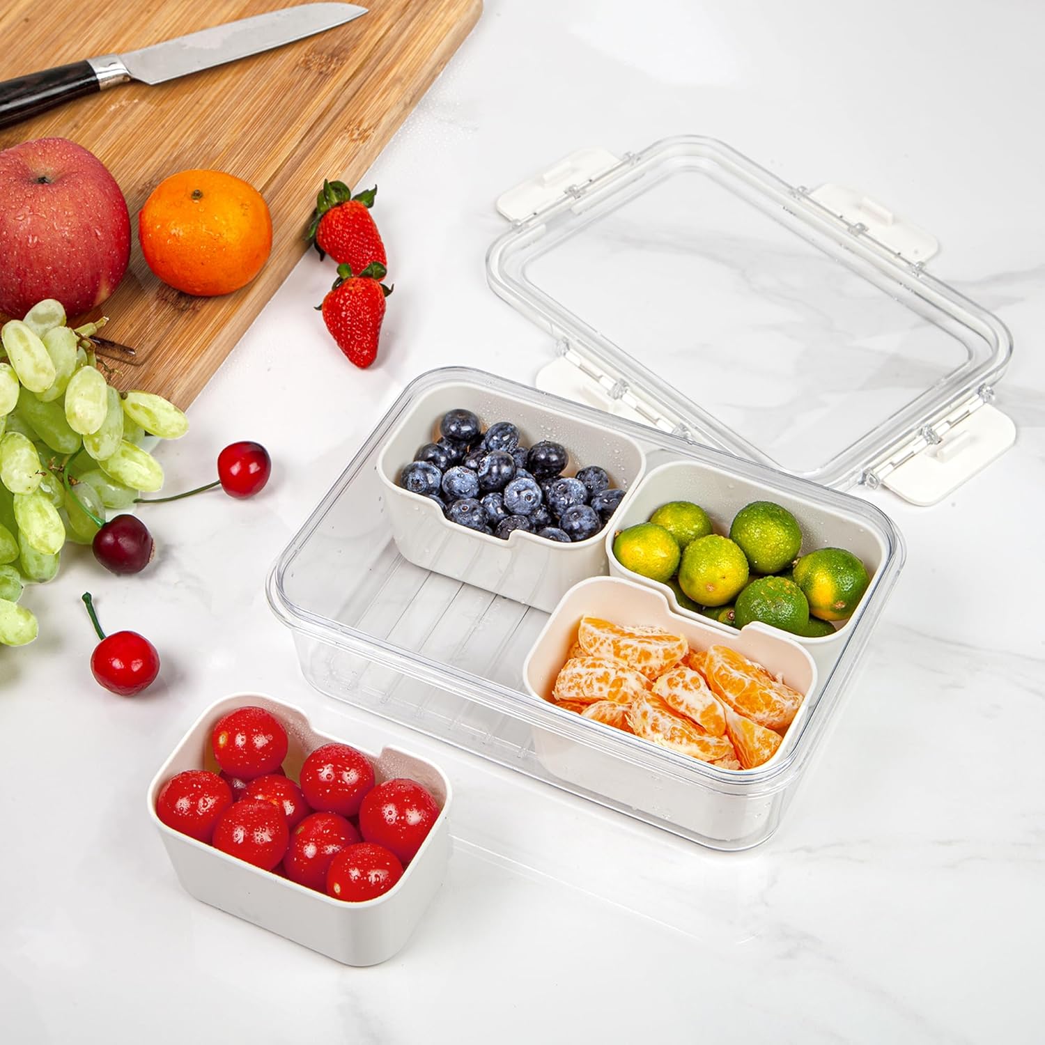 Snack Storage Container with 4 Compartments, BPA Free Plastic, Divided ...