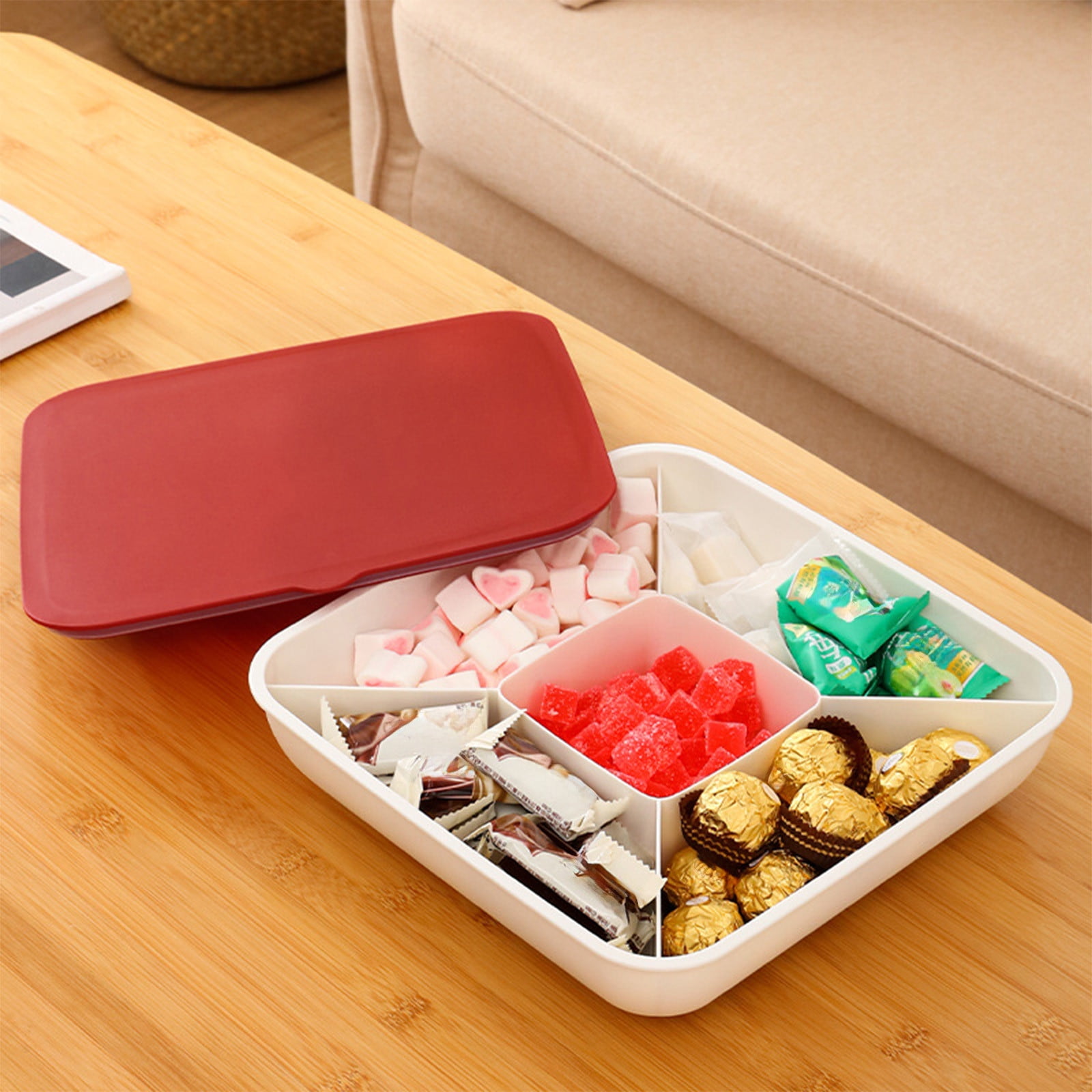 Snack Storage Container, Clear Lid Organizer, Multiple Compartments ...