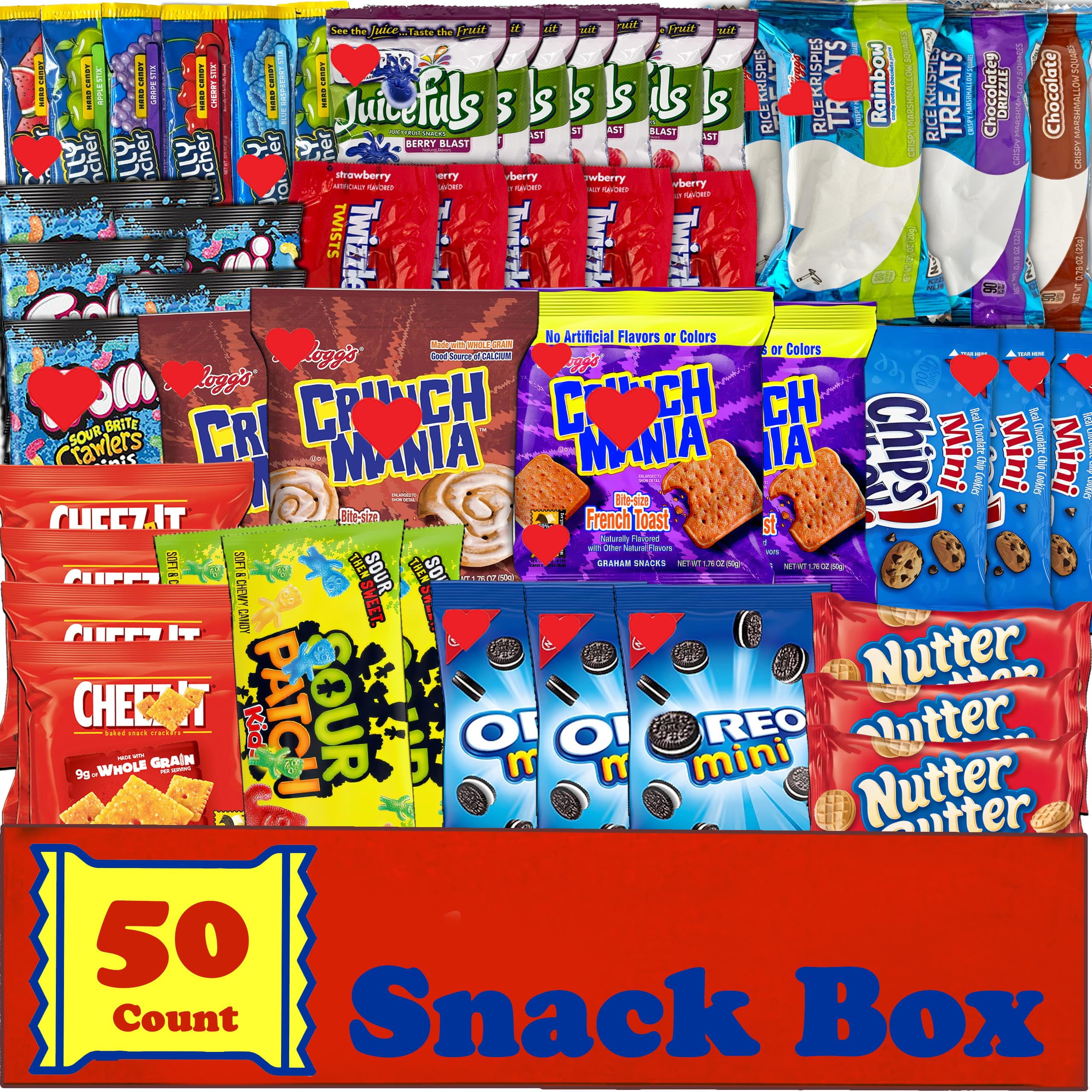 Snack Variety Pack with SBF3 50 Individually Wrapped Snacks Candies ...