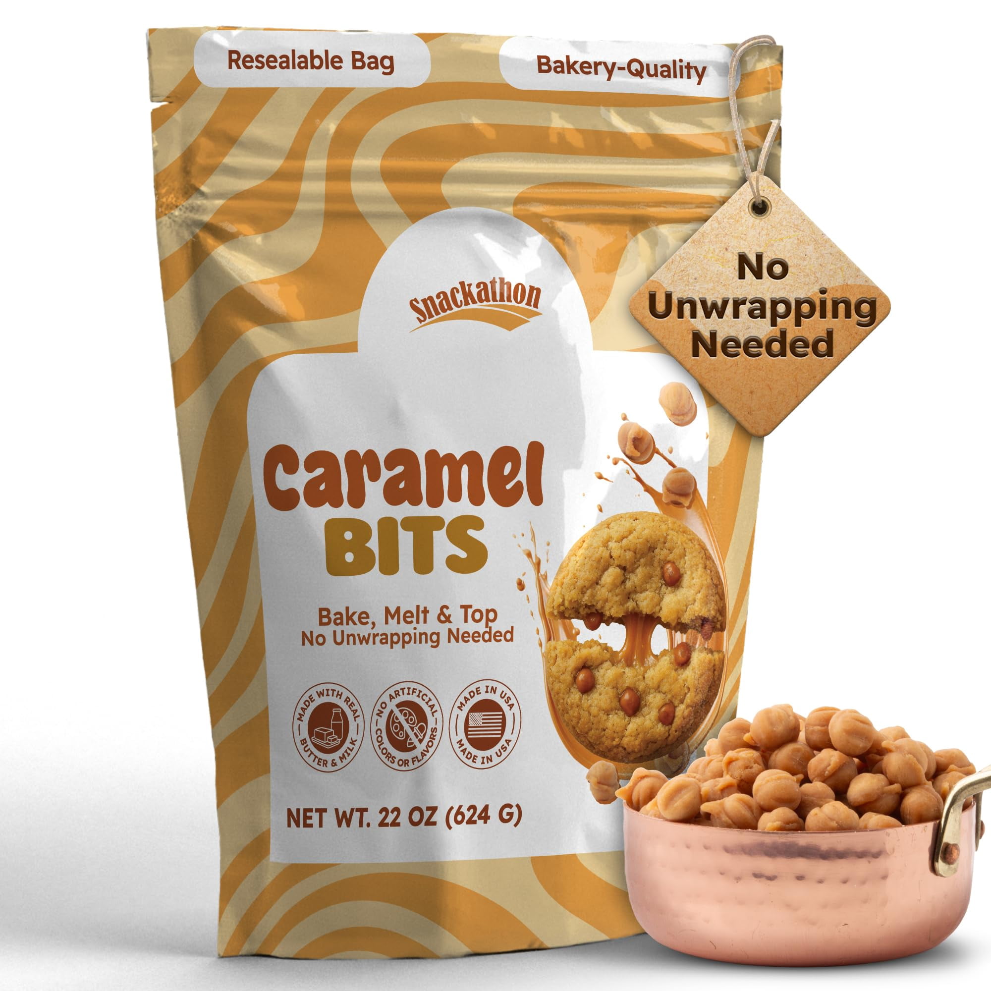 Snackathon Caramel Bits, 22 GGA1 OZ Resealable Bulk Bag, Unwrapped ...