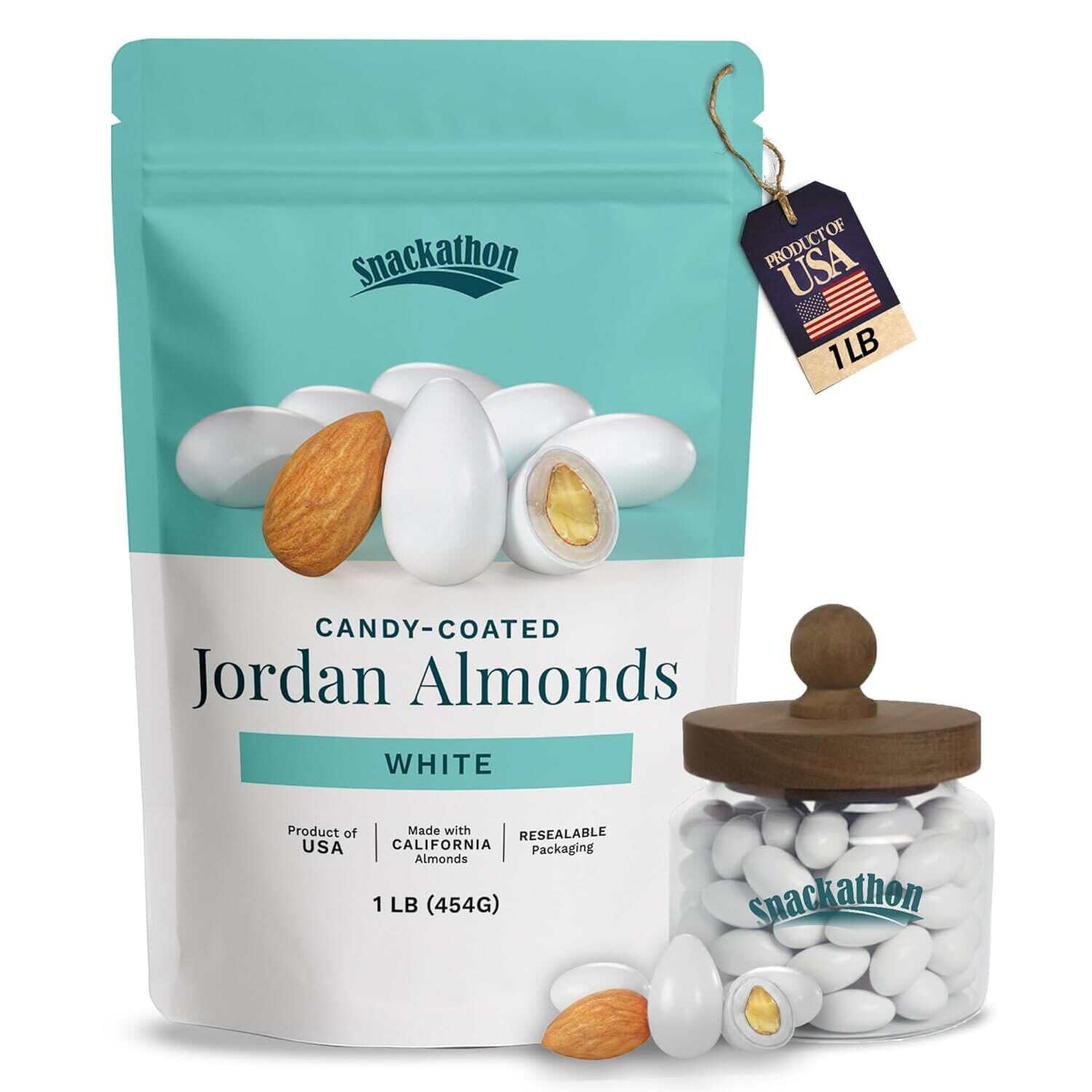 Snackathon Jordan Almonds, White Candy-Coated Almonds, 1 lb - Walmart.com