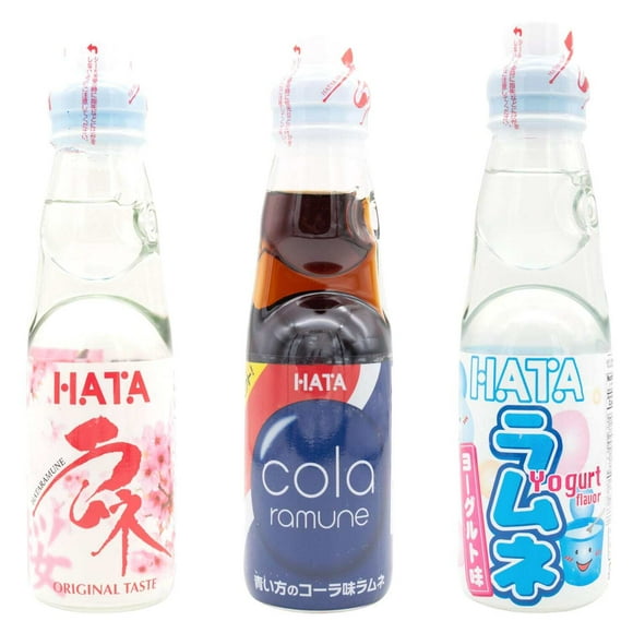 Japanese Soda Drinks Selection Featuring Ramune and Sparkling Waters