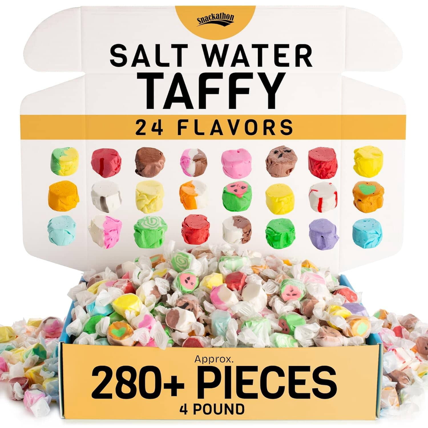 Snackathon Salt Water Taffy Assorted Mix, 24 Flavors, Individually ...