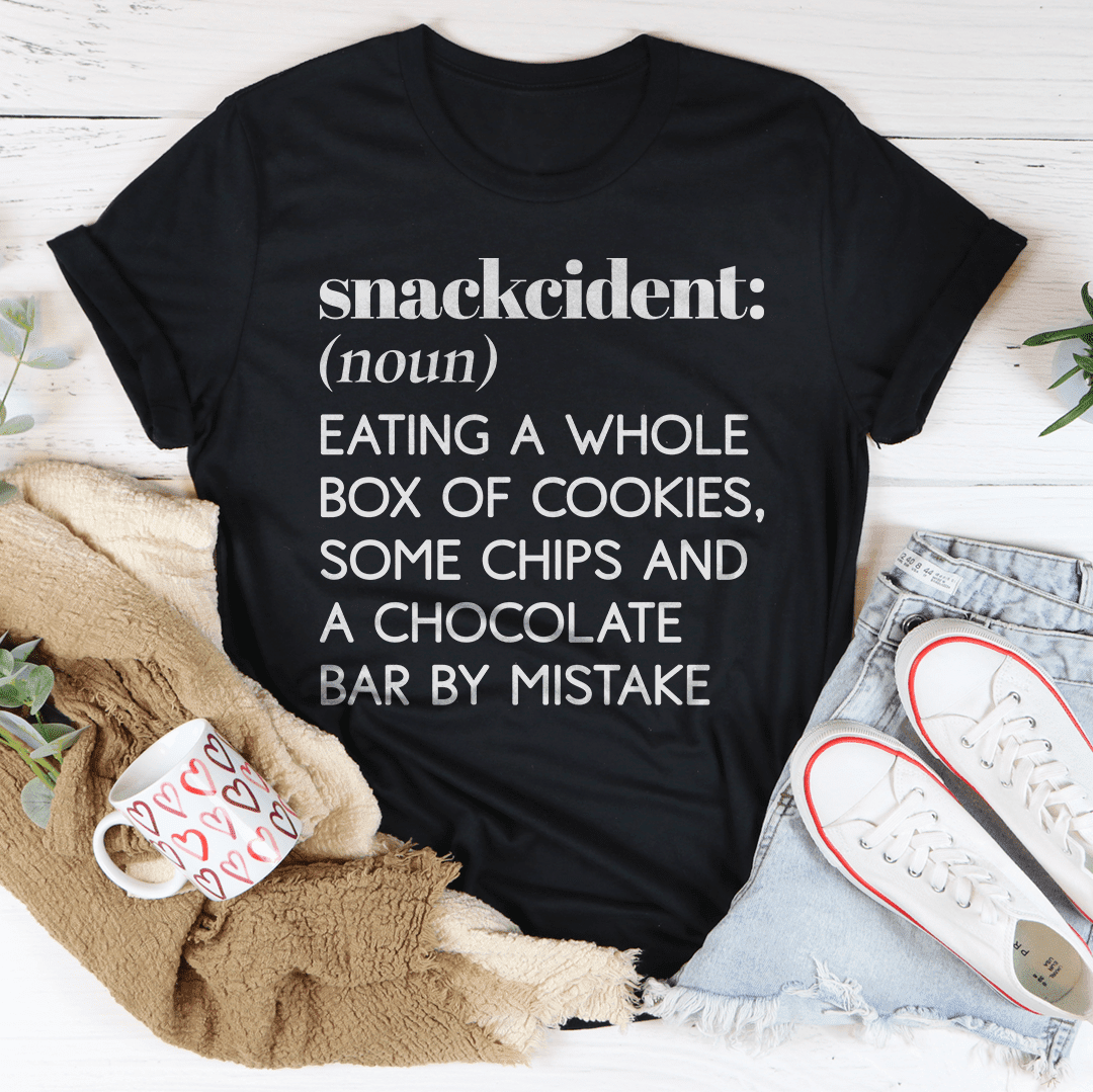Snackcident Noun Eating A Whole Box Of Cookies Tee Black Heather S ...
