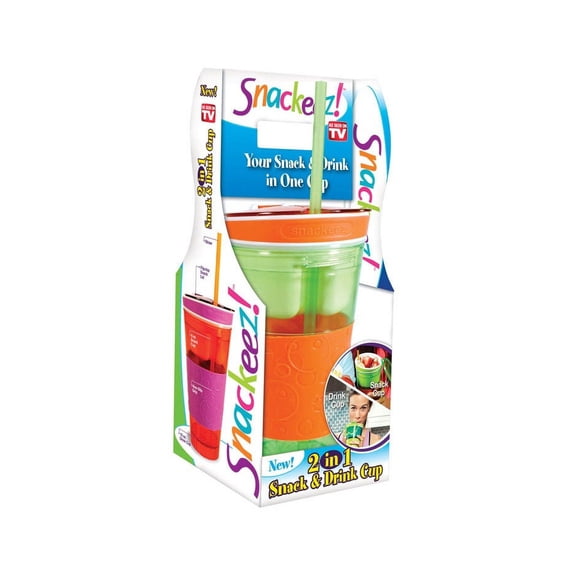 Snackeez Plastic 2 in 1 Snack & Drink Cup One Cup Assorted Colors ...