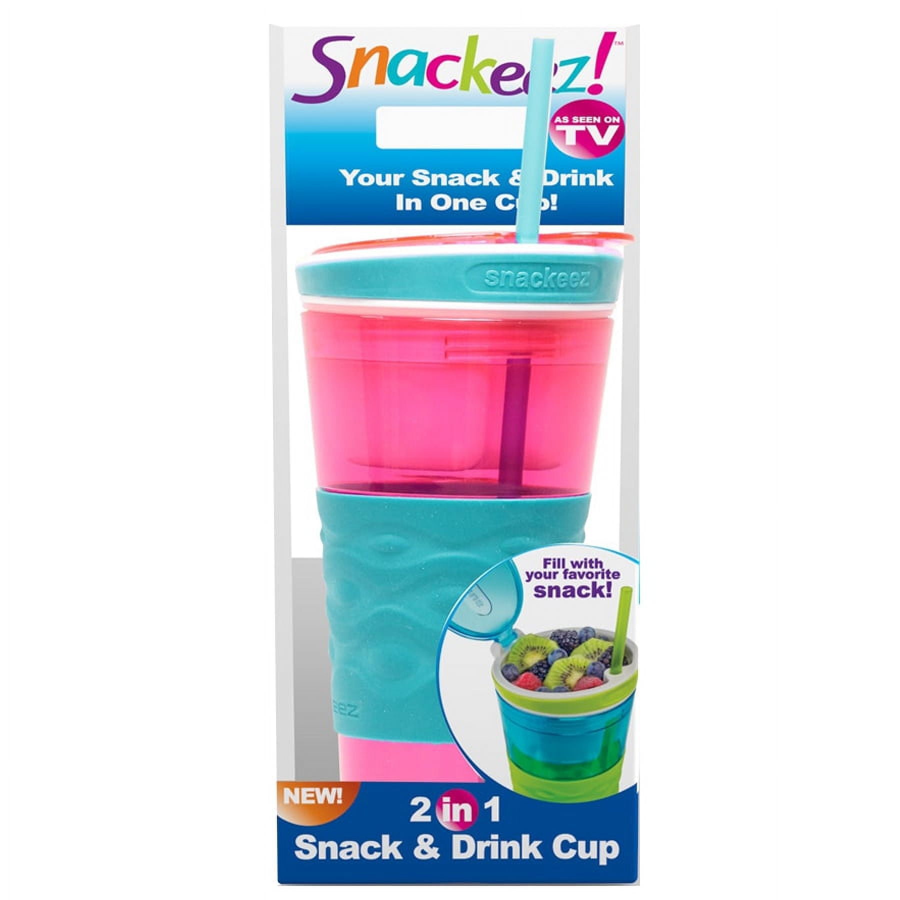 Snackeez As Seen on TV Kids Snack and Drink Holder with Straw, 16 oz ...