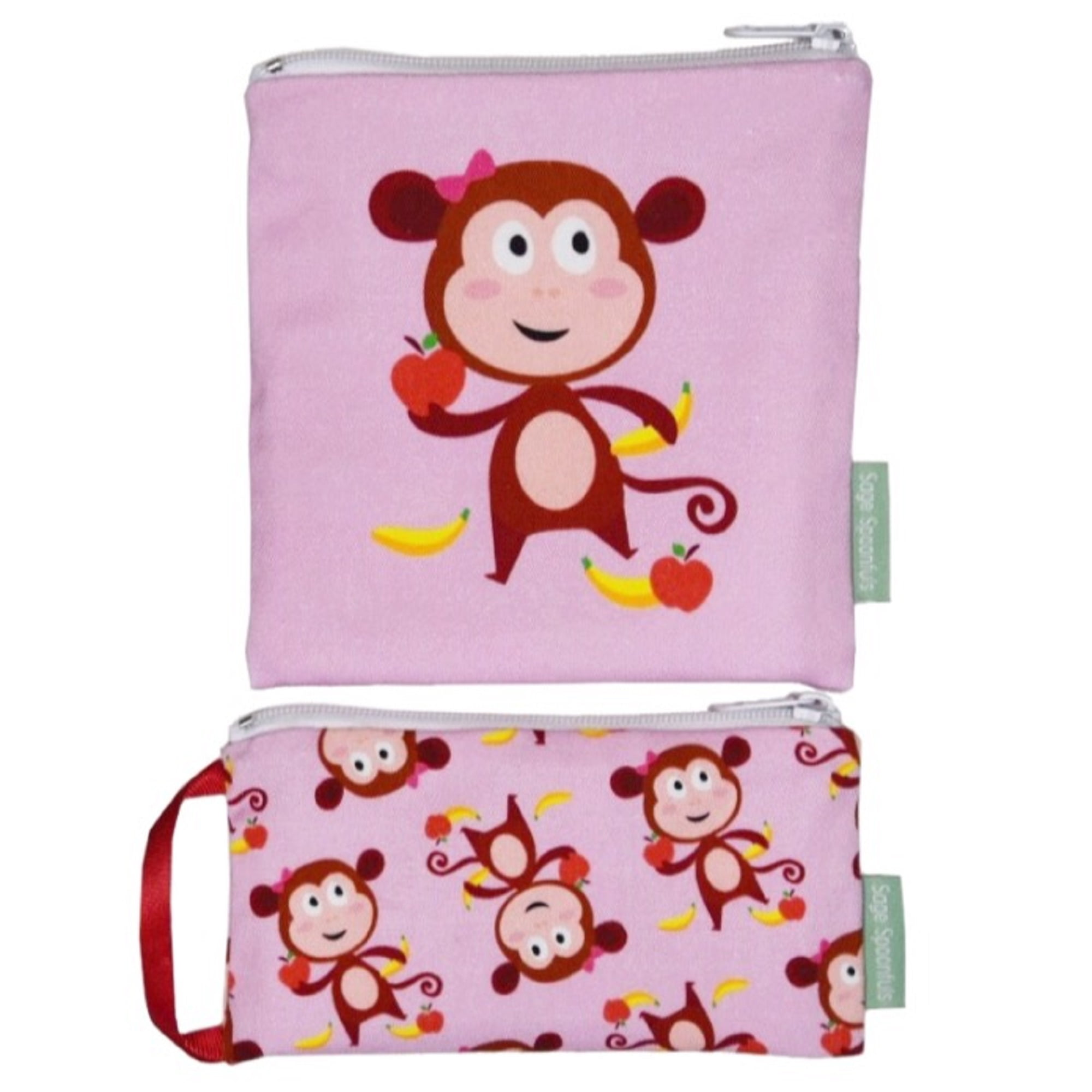 Snackie & Munchie Set, Reusable sandwich and snack bag, Monkey ...