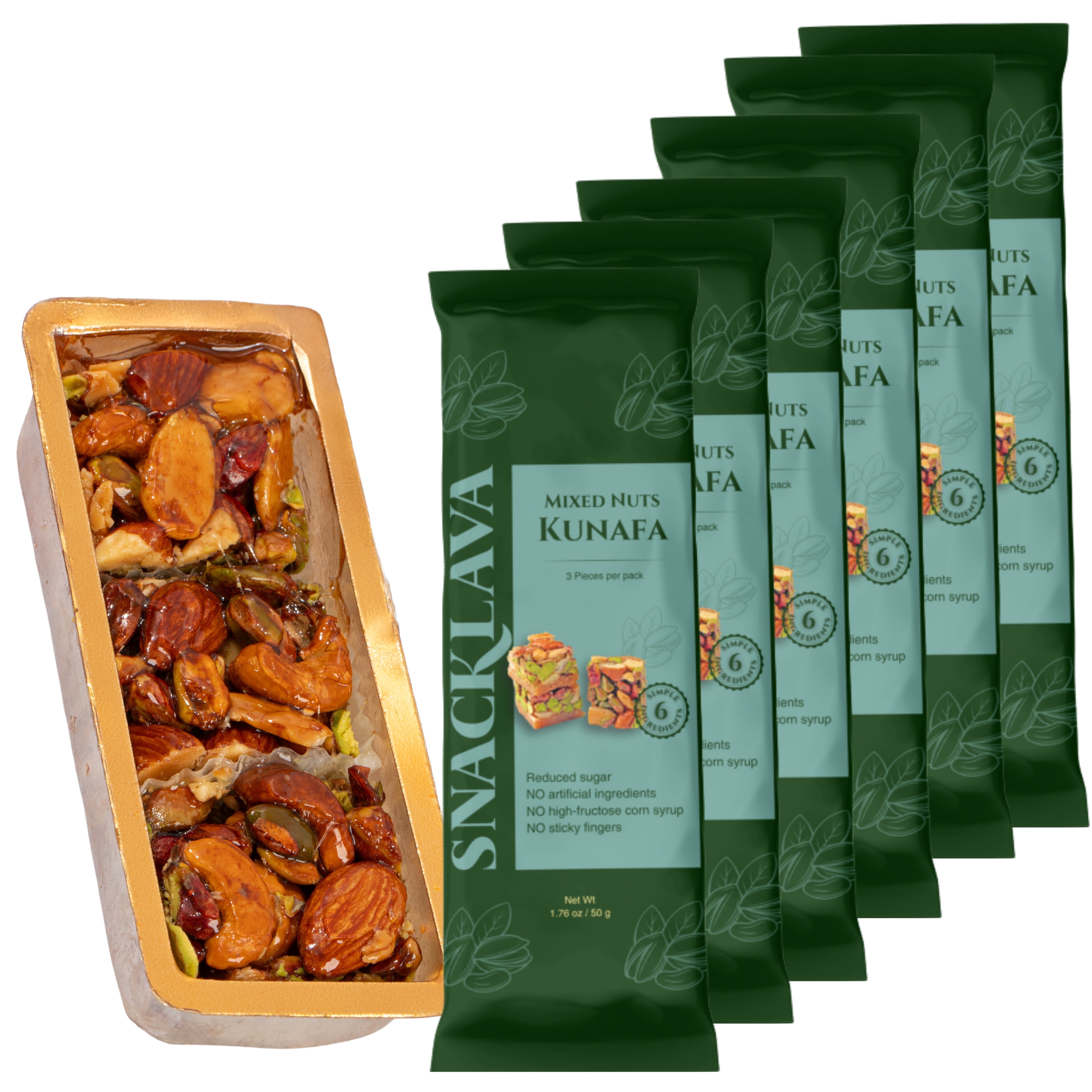 Snacklava Mixed Nuts Kunafa - 6 Pack (18 Pieces) - No Artificial ...