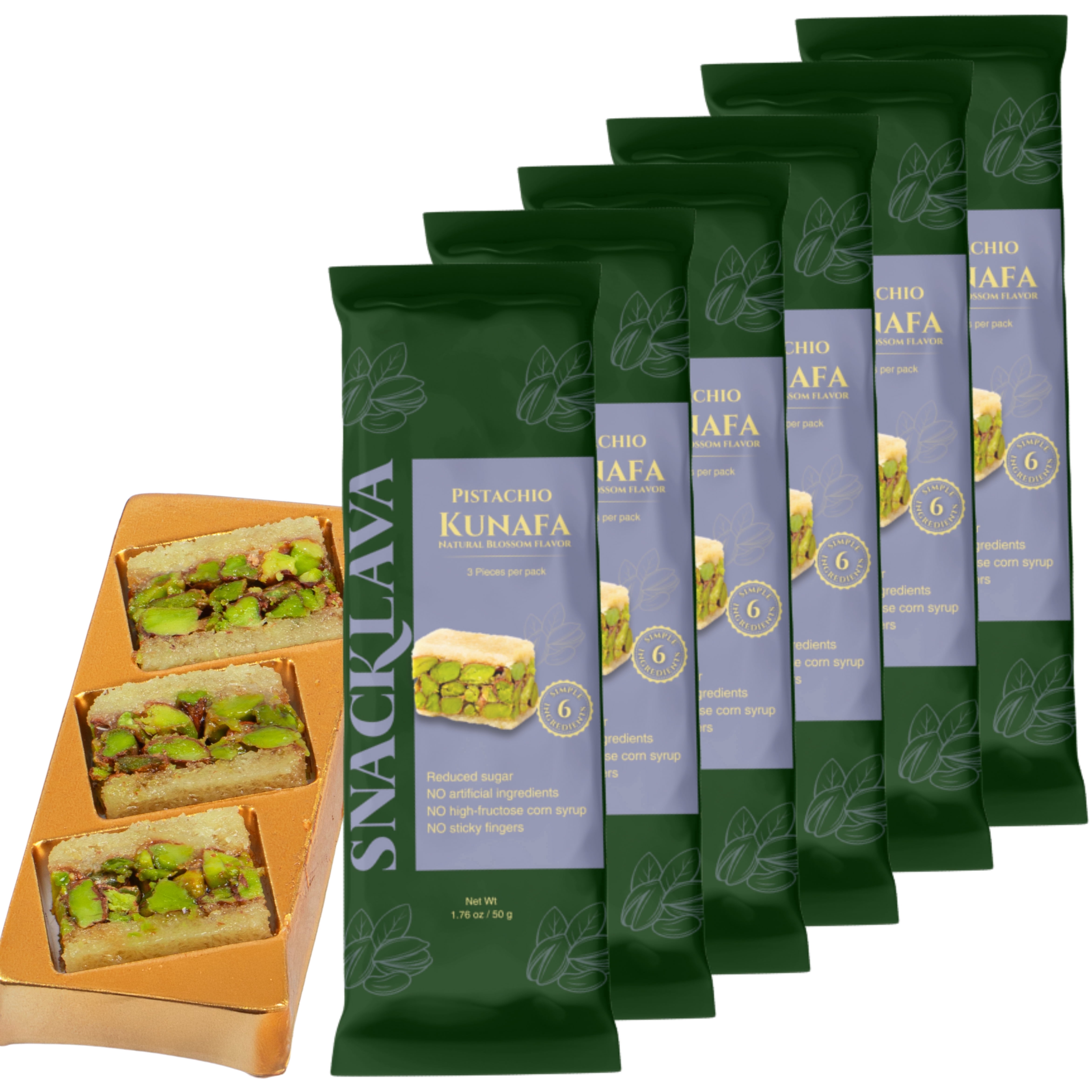 Snacklava White Pistachio Kunafa with Natural Blossom Flavor - 6 Pack ...