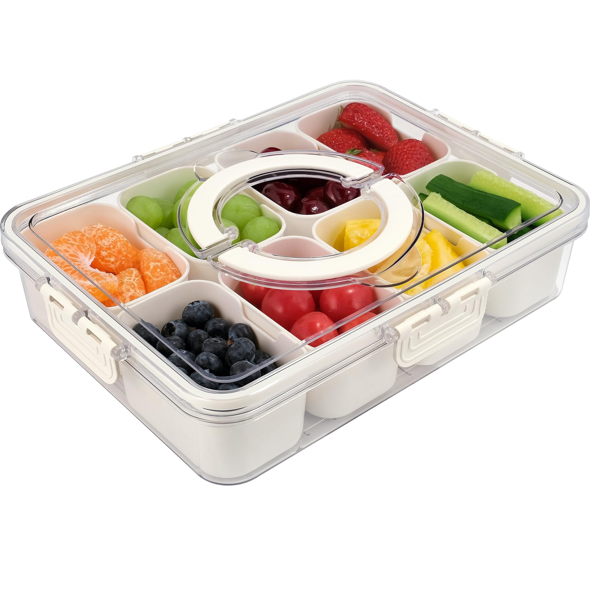 Snackle Box Container, 8 Compartments Divided Serving Tray with Lid and ...