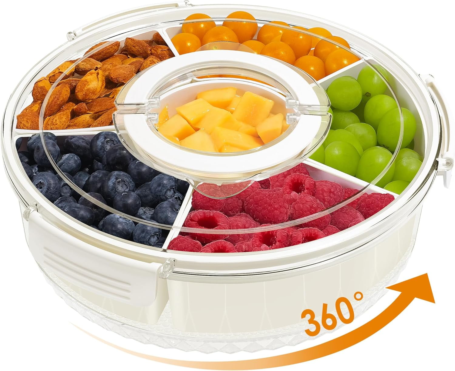 Snackle Box Container, 8 Compartments Divided Serving Tray with Lid and ...