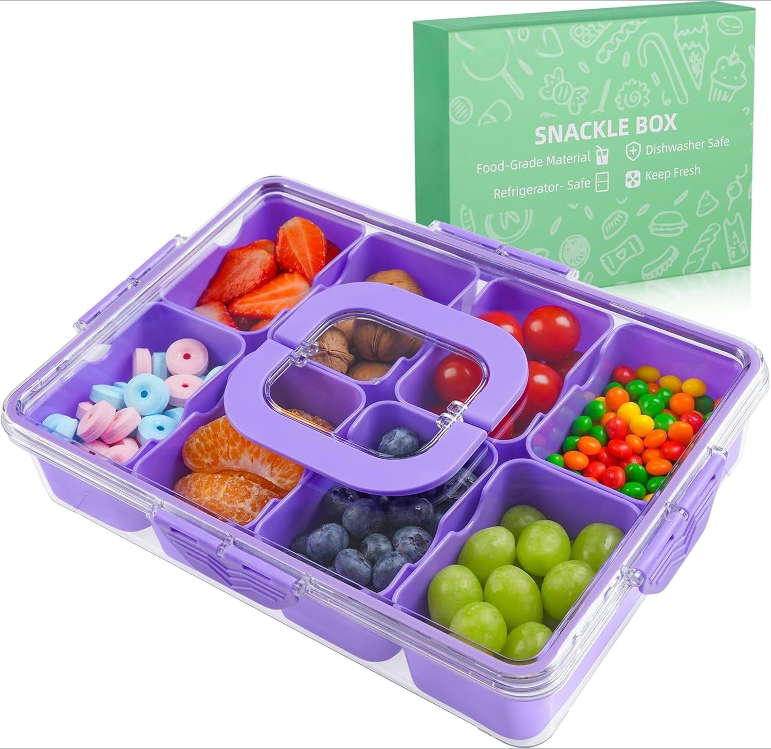 Snackle Box Container, Dishwasher Safety - Divided Serving Tray with ...
