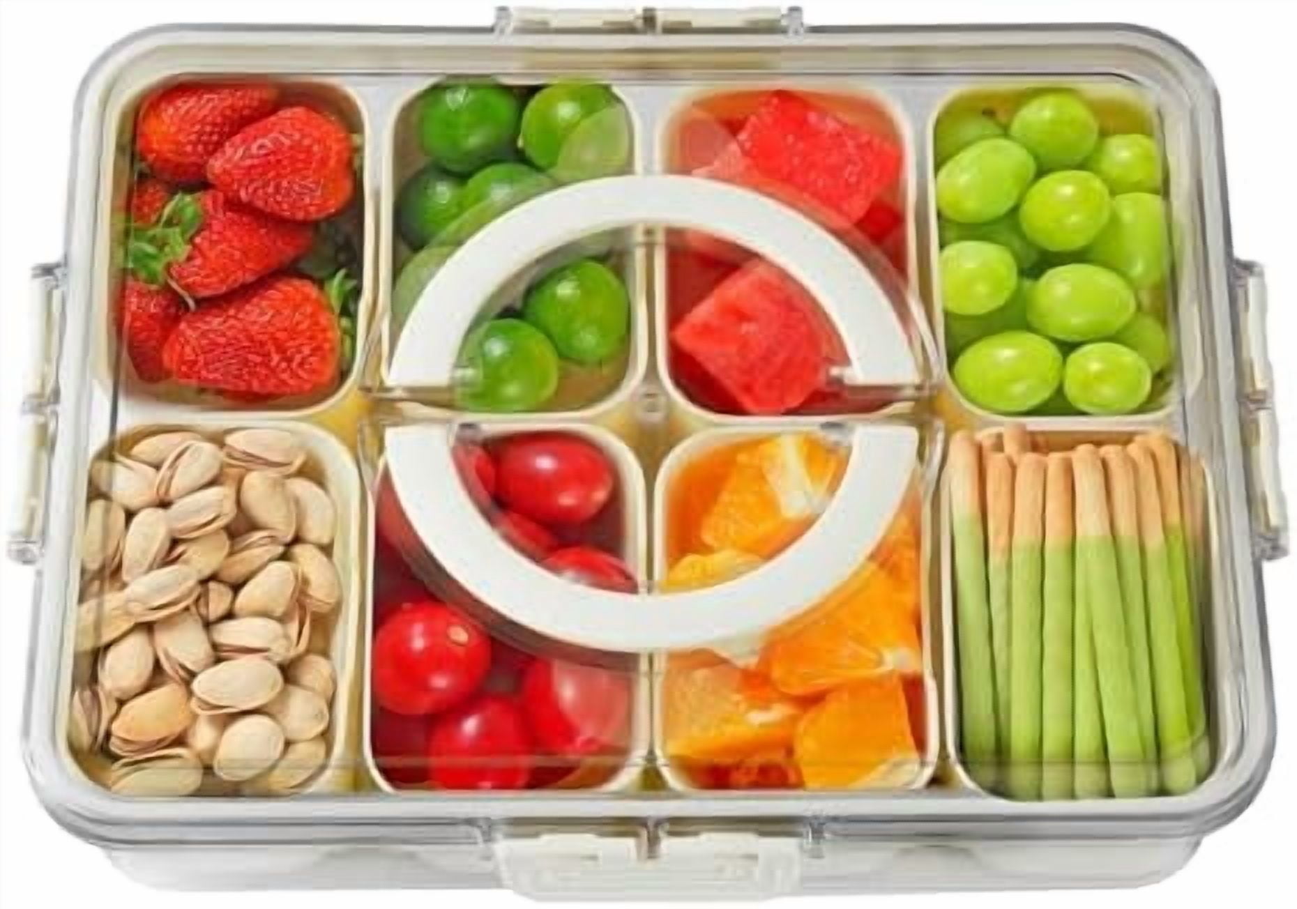 Snackle Box Container Divided Serving Tray with Lid and Handle 8 ...