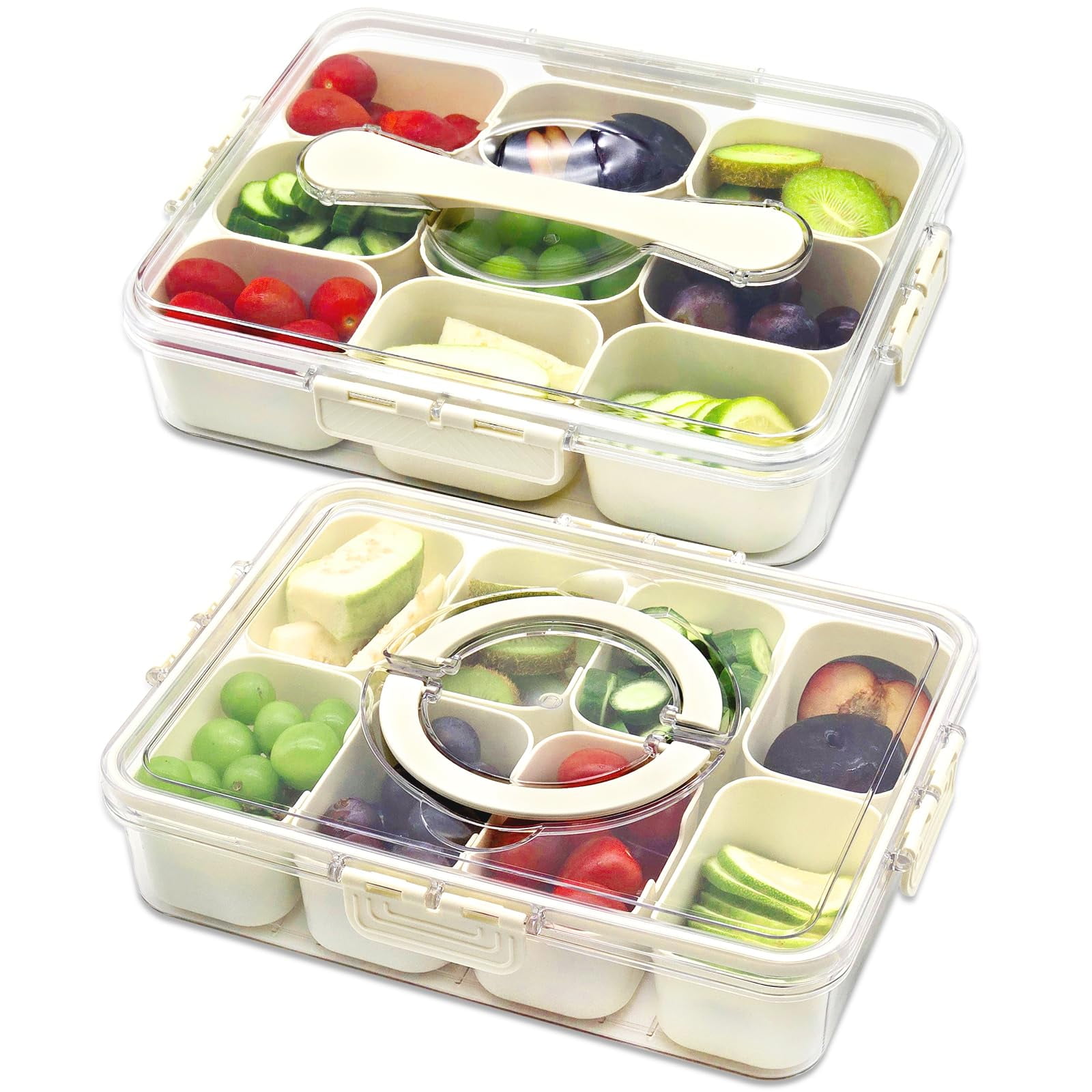 Snackle Box Container, Divided Serving Tray with Lid and Handle ...