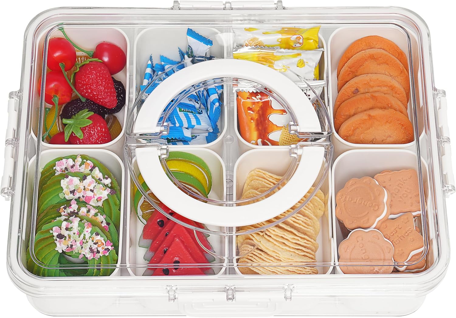 Snackle Box Container, Divided Serving Tray with Lid and Handle ...