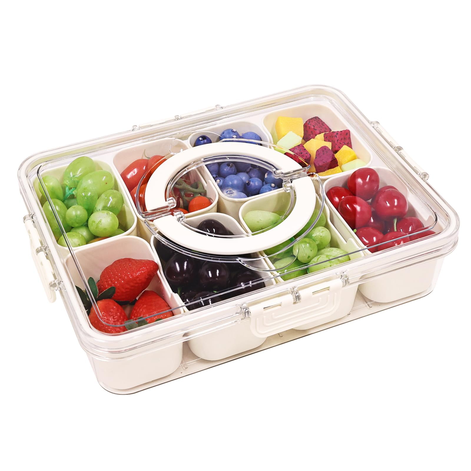 Snackle Box Container - Divided Serving Tray with Lid and Handle ...
