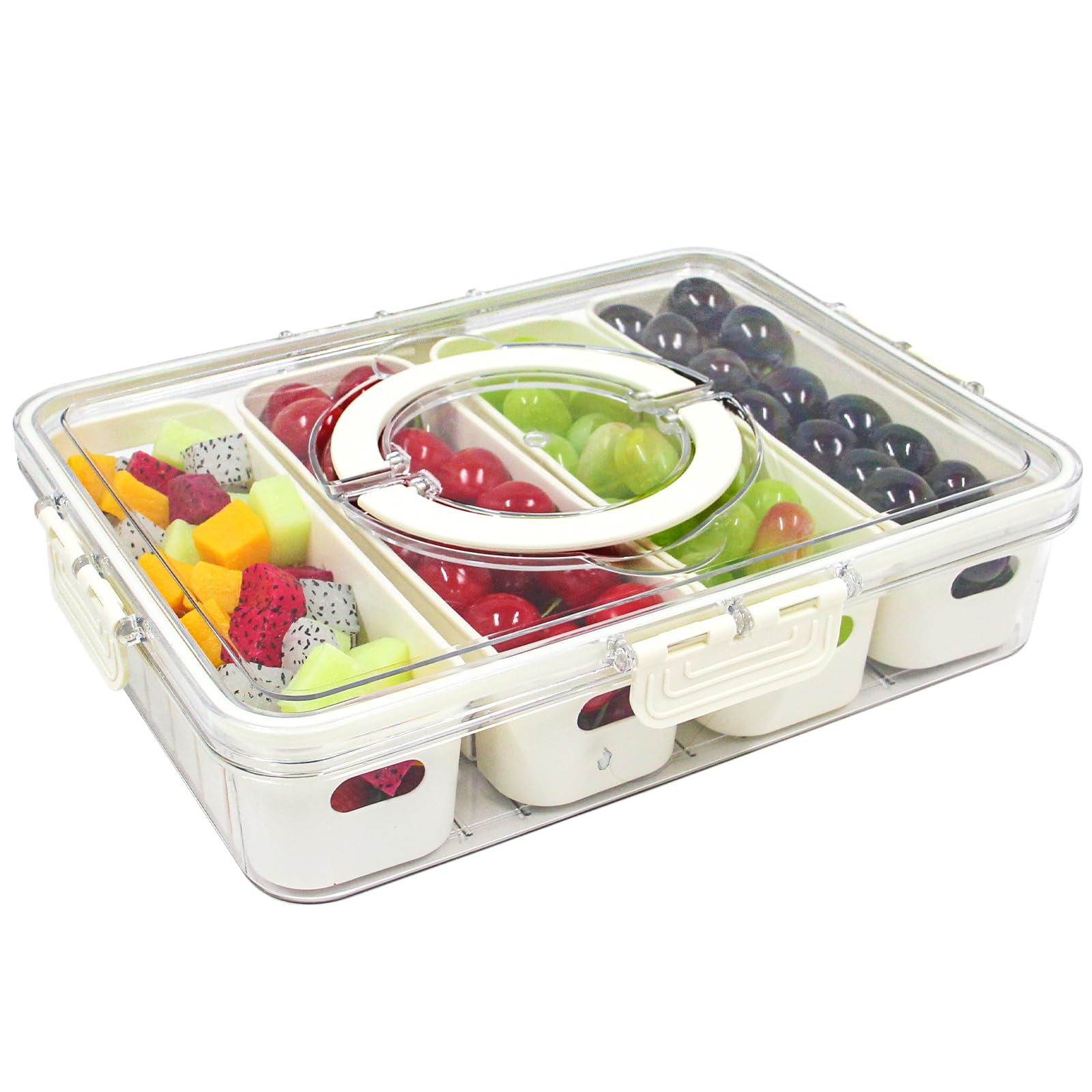 Snackle Box Container - Divided Serving Tray with Lid and Handle ...