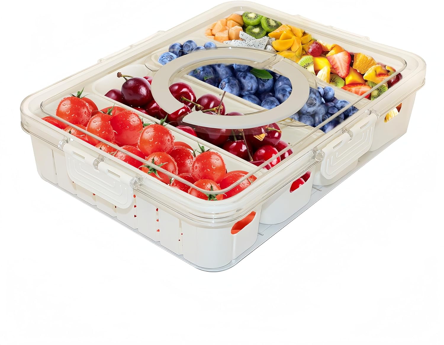 Snackle Box Container Divided Serving Tray with Lid and Handle ...